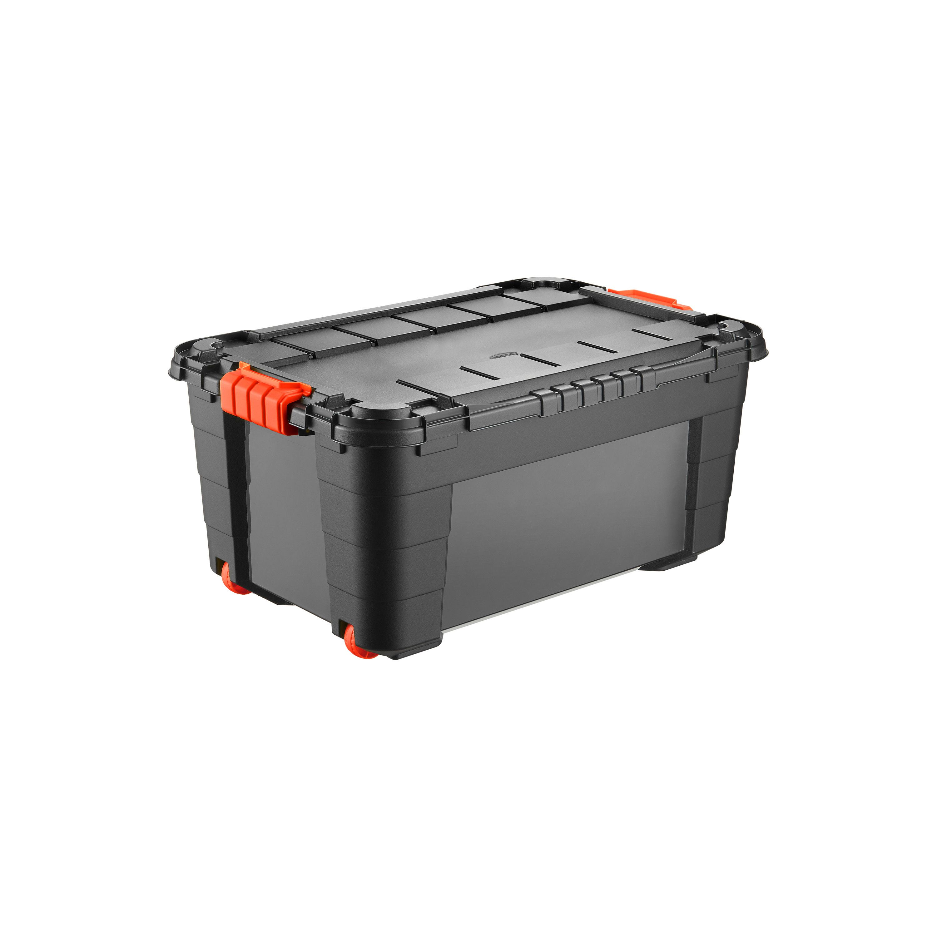Tontarelli Flip & Store Black 40L Stackable Wheeled Storage box with Lid