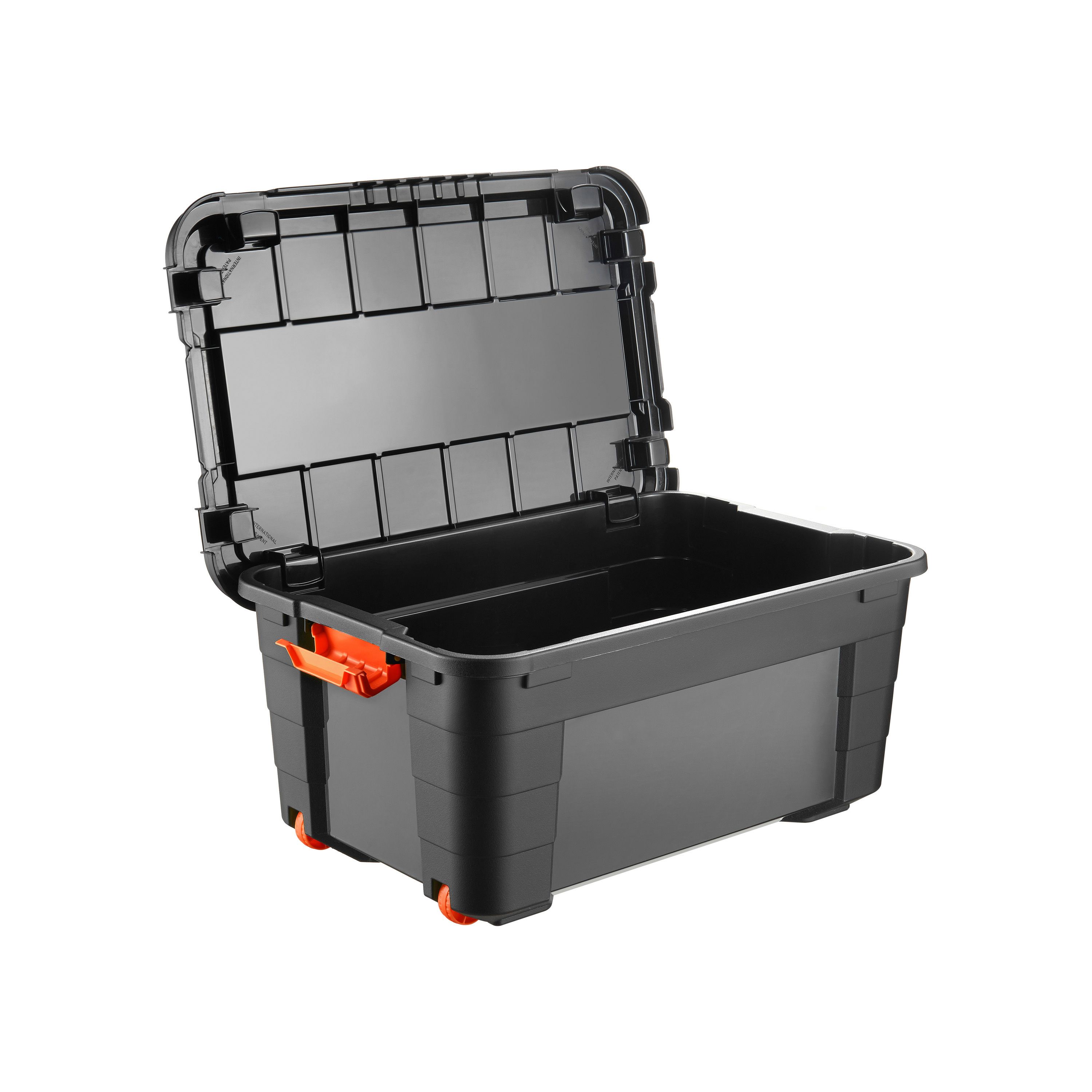 Tontarelli Flip & Store Black 40L Stackable Wheeled Storage box with Lid