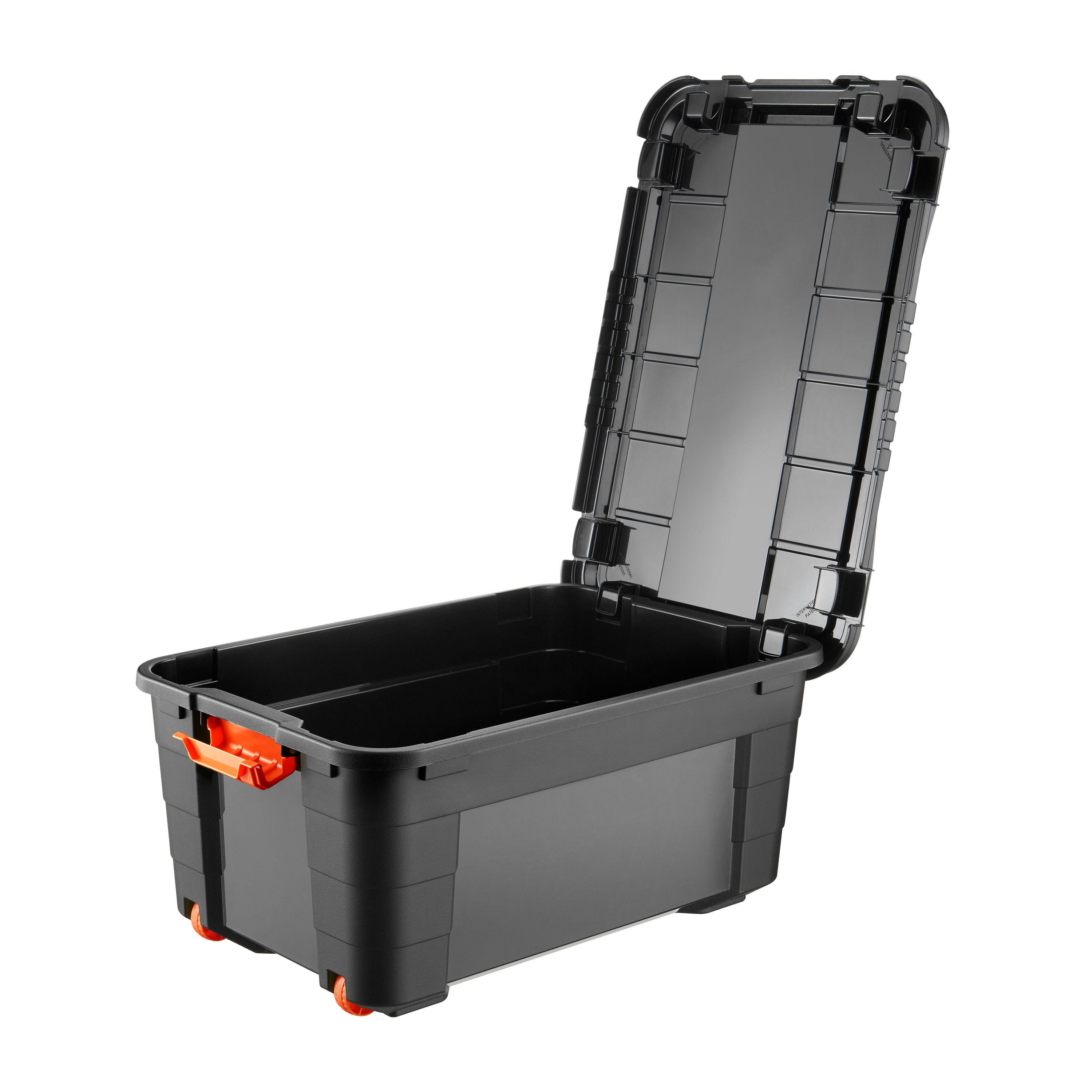 Tontarelli Flip & Store Black 40L Stackable Wheeled Storage box with Lid