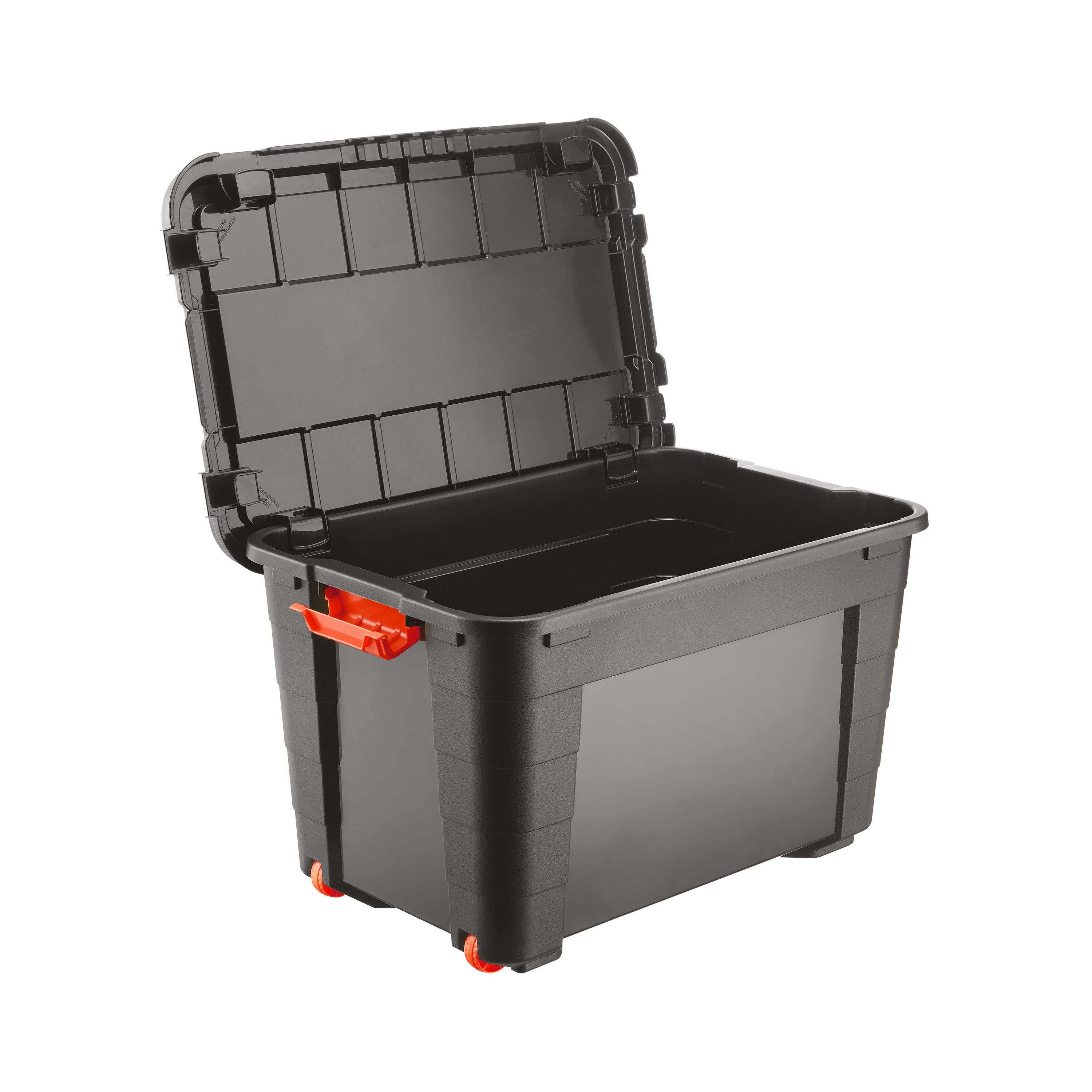 Tontarelli Flip & Store Black 60L Stackable Wheeled Storage box with Lid