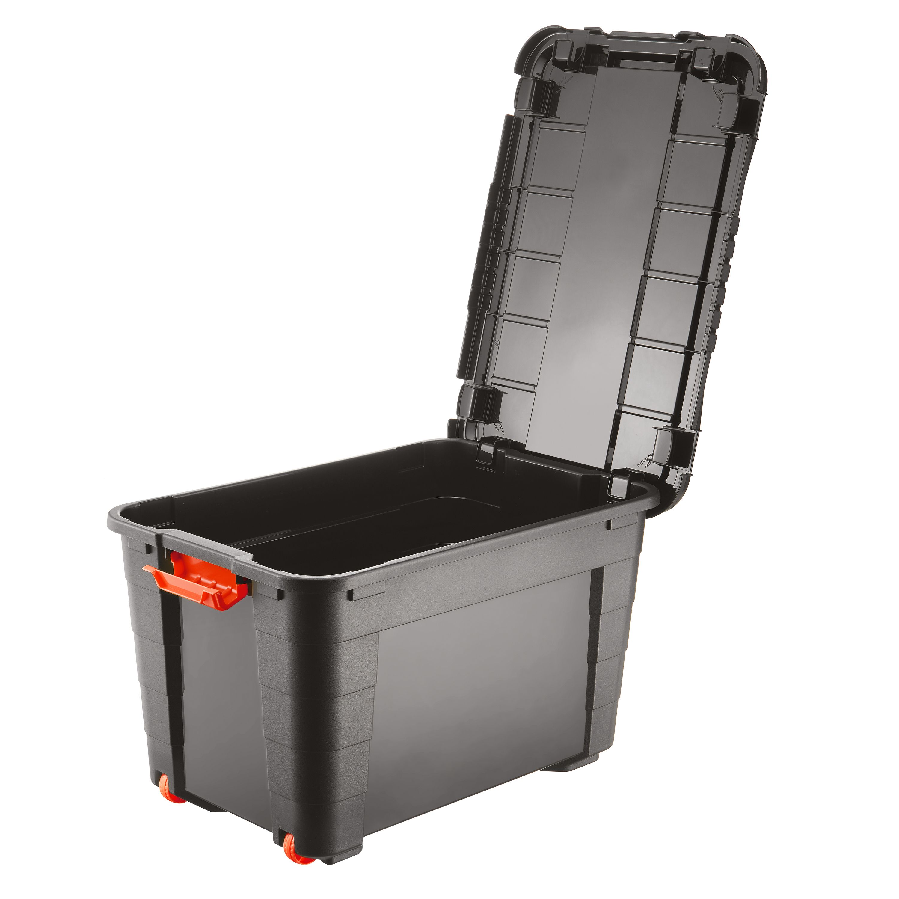 Tontarelli Flip & Store Black 60L Stackable Wheeled Storage box with Lid
