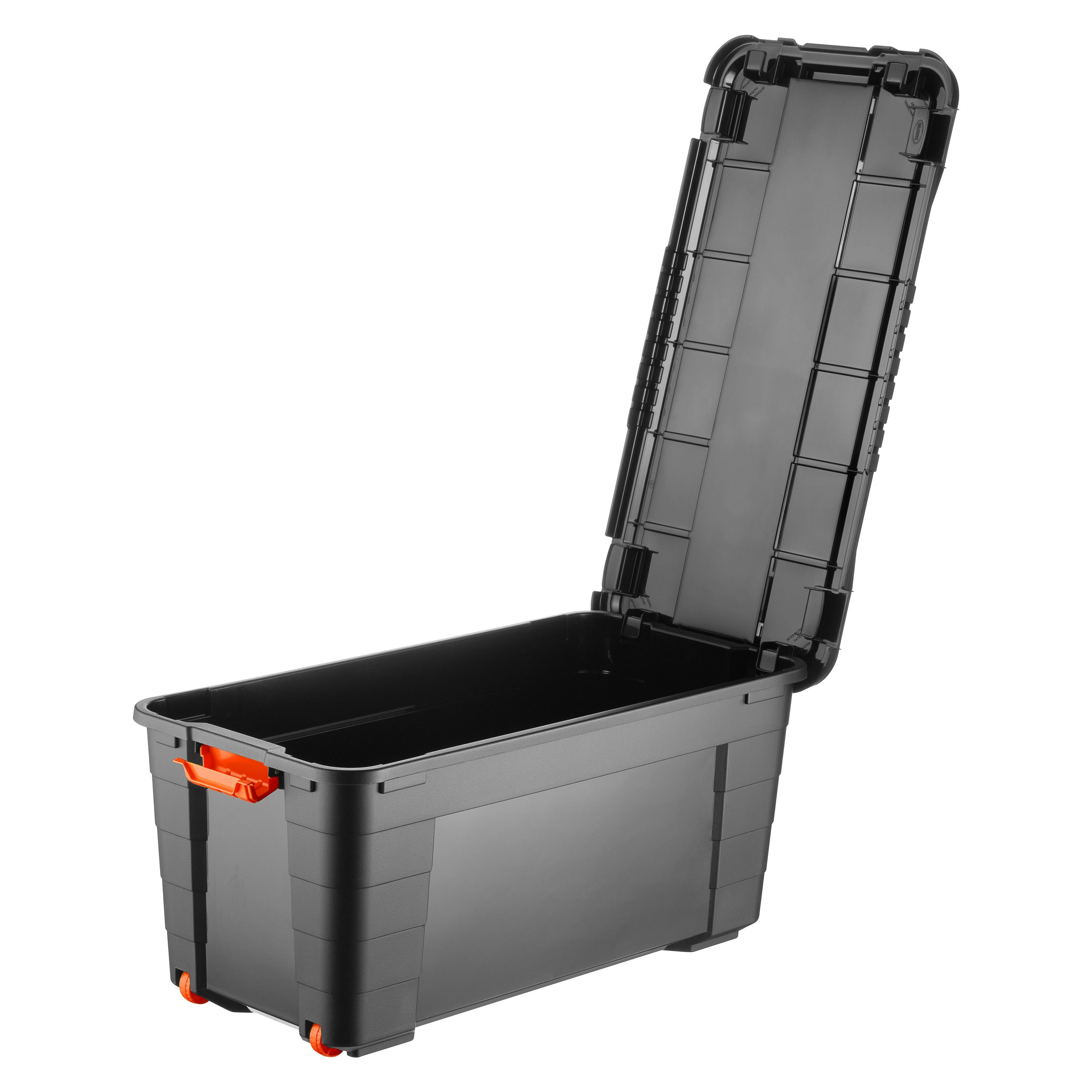 Tontarelli Flip & Store Black 80L Stackable Wheeled Storage box with Lid