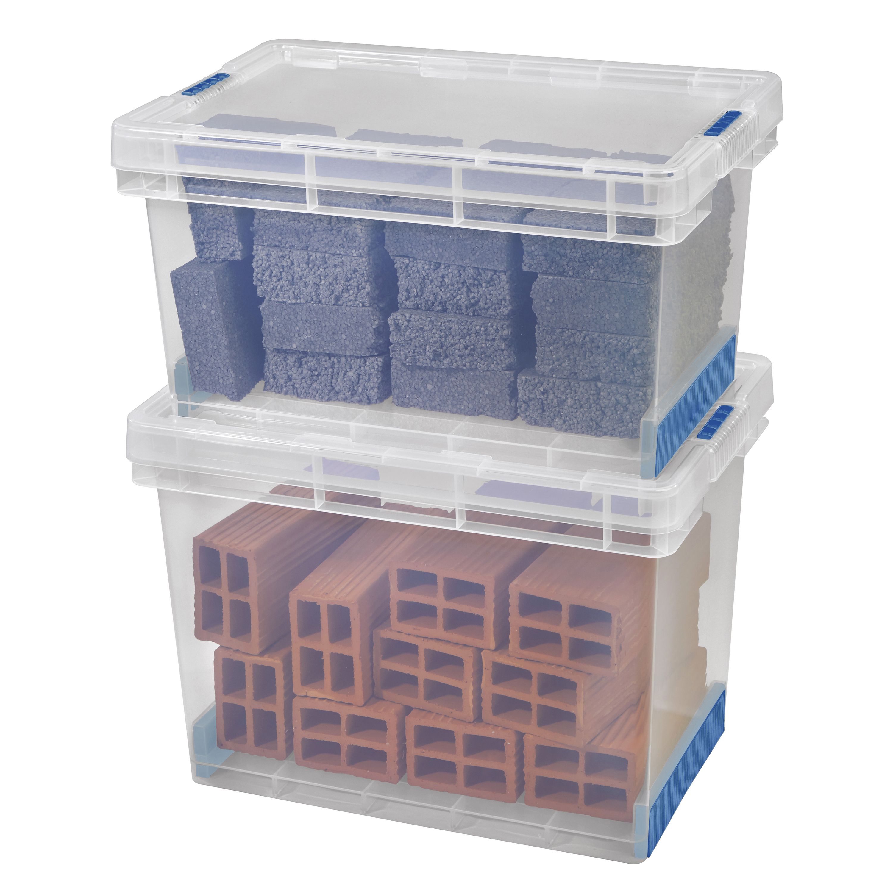Tontarelli Rhino Heavy duty Clear 45L Large Stackable Storage box with Lid