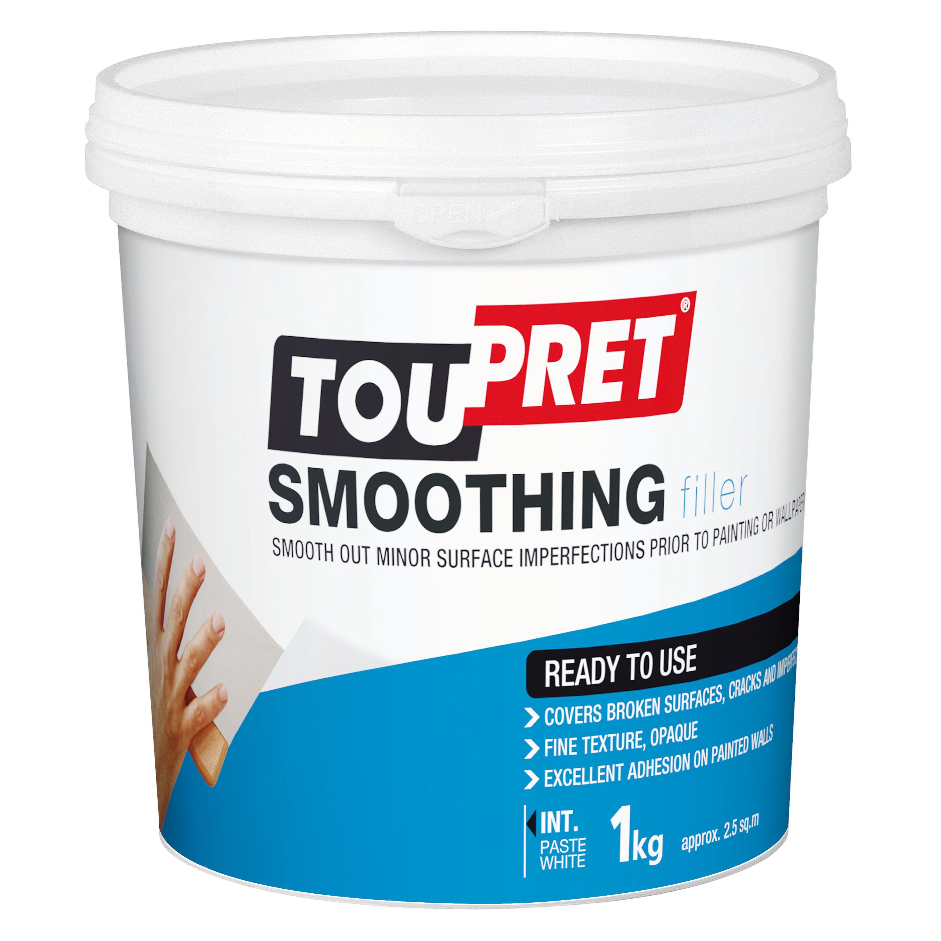 TOUPRET FINE FINISH READY MIXED FINISHING PLASTER, 1KG TUB