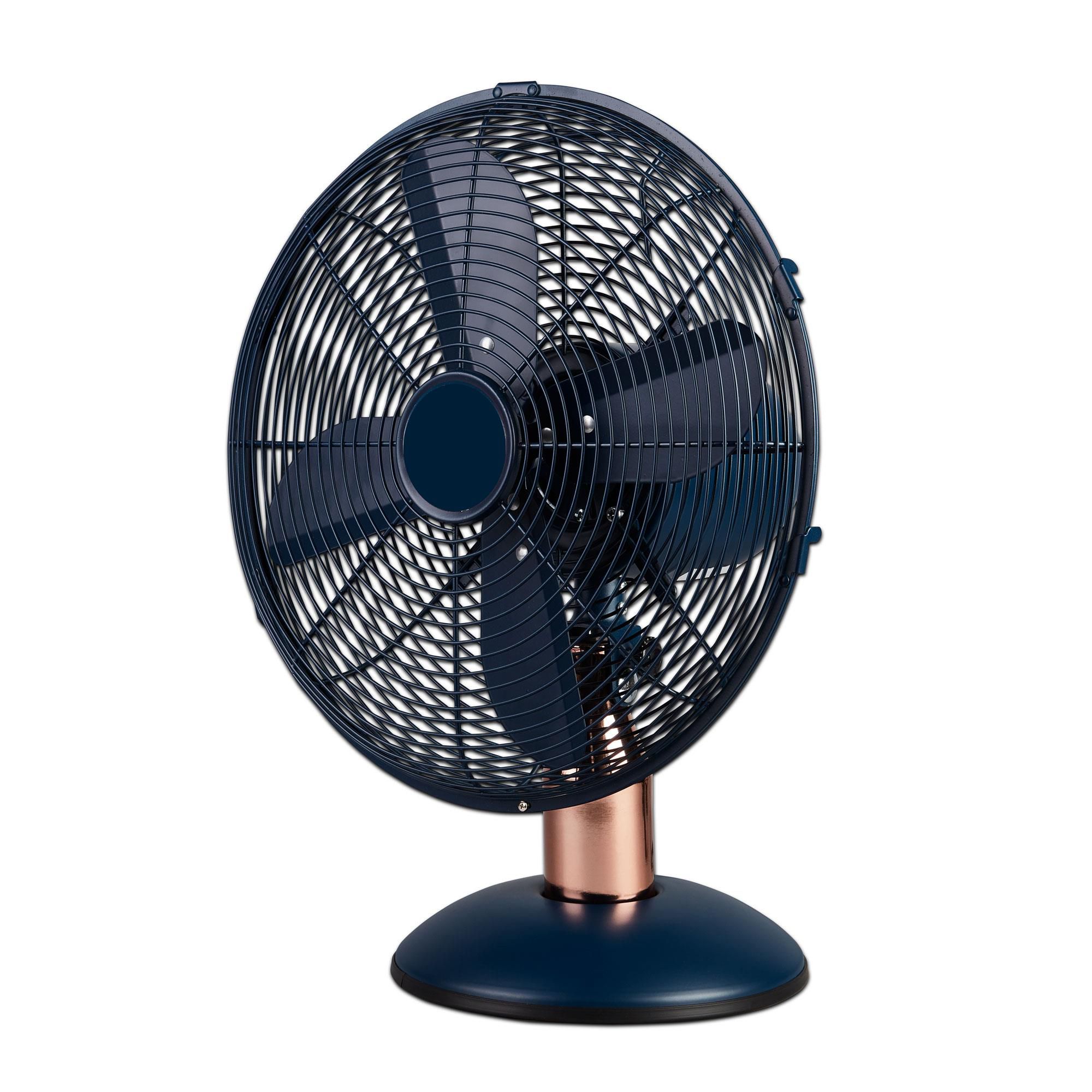 Tower Cavaletto Midnight blue & rose gold 12" 35W Desk fan | DIY at B&Q