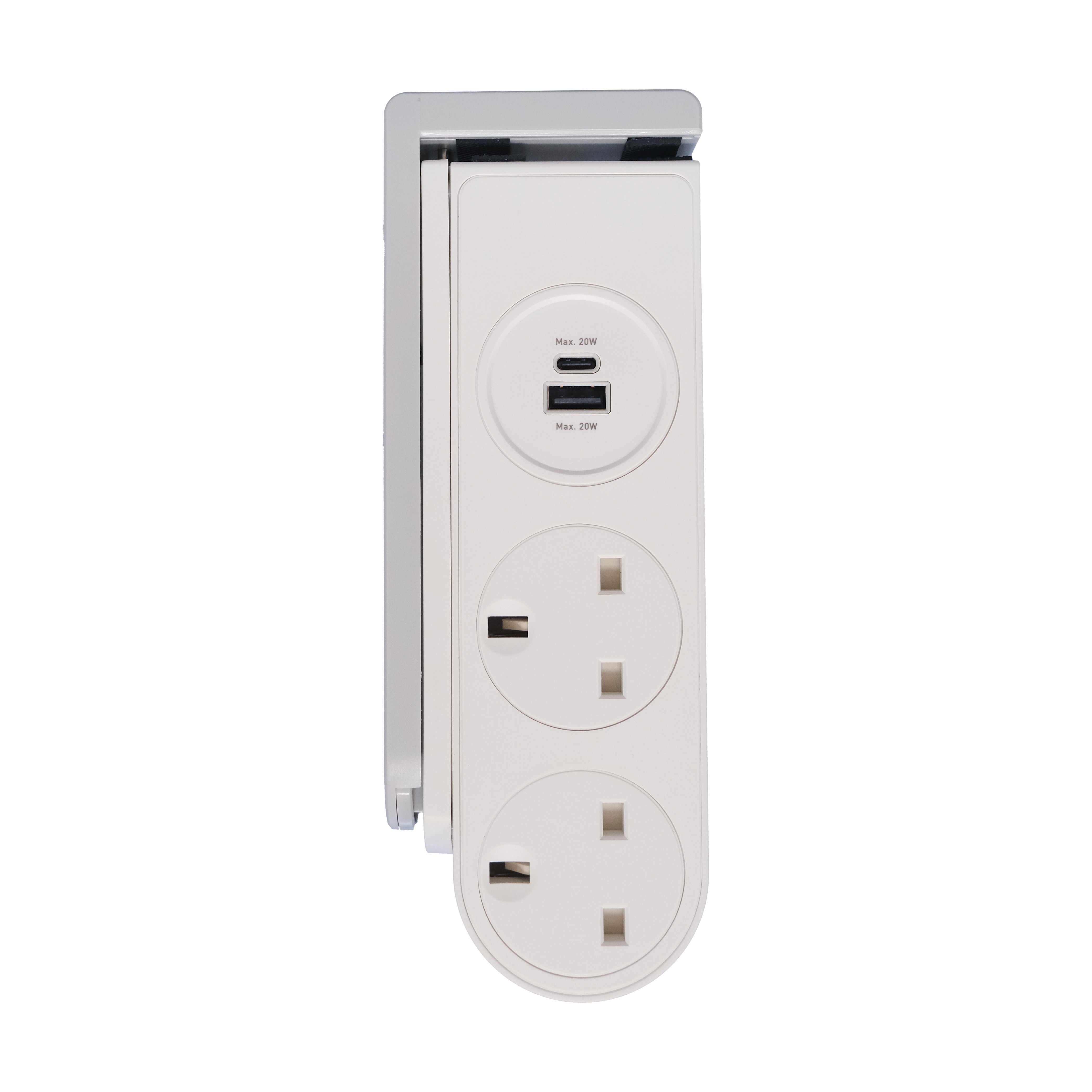 Tower Clip On White 13A 2 socket Extension lead with USB, 1.5m