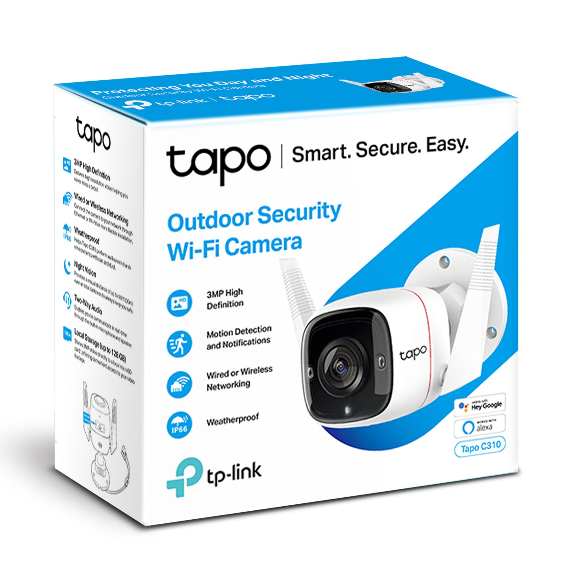 TP-Link Security Camera Tapo C310 Mains-powered All-in-one security system, White
