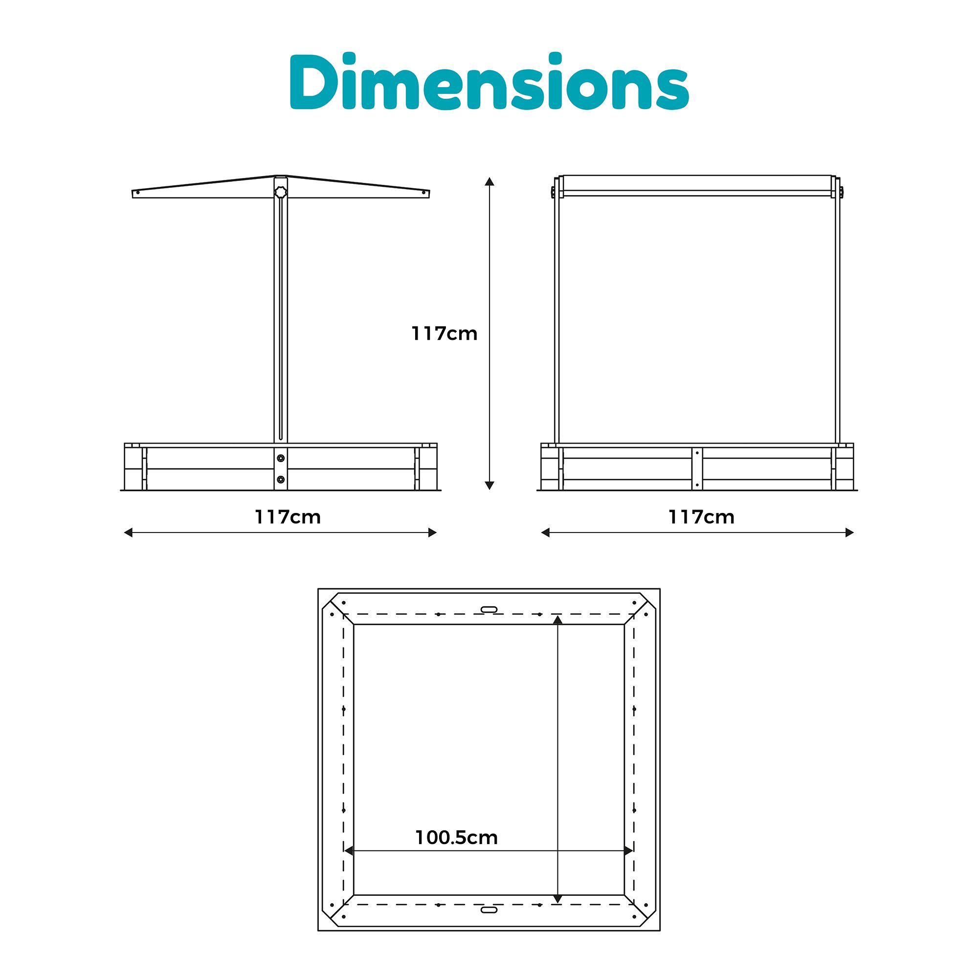 TP Toys Natural Timber Rectangular Sand pit (H) 1170mm x (W) 1170mm ...