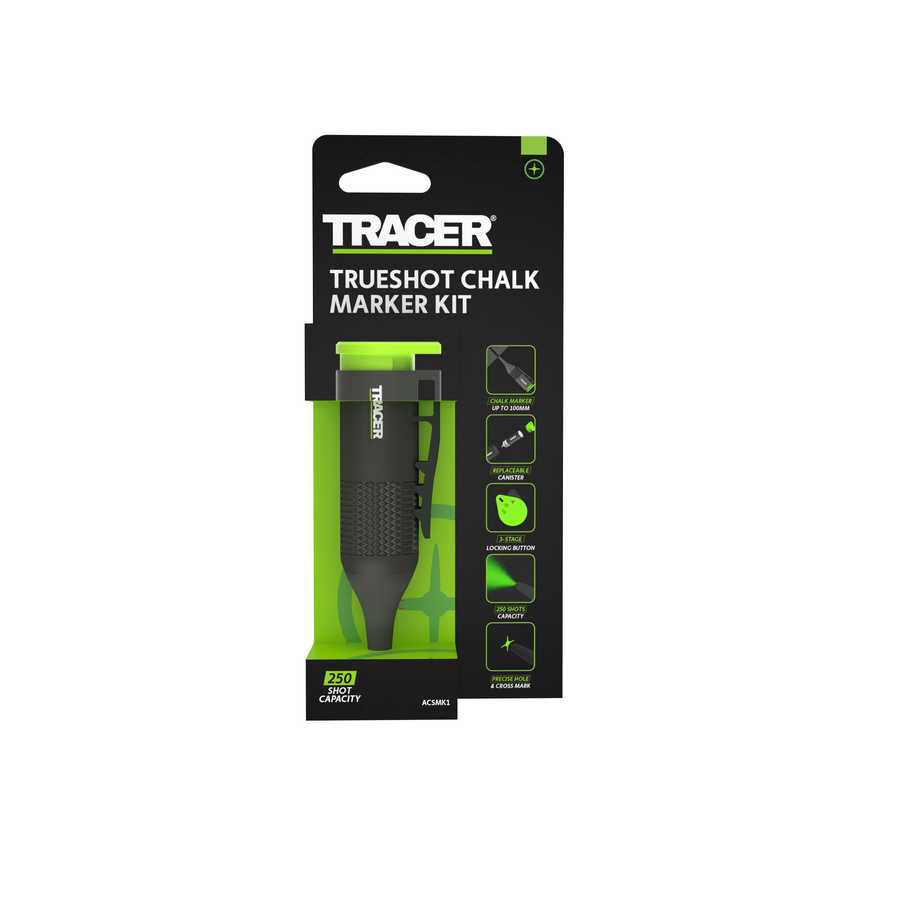 Tracer Grey & green Non-permanent Chalk marking tool 22ml, Set