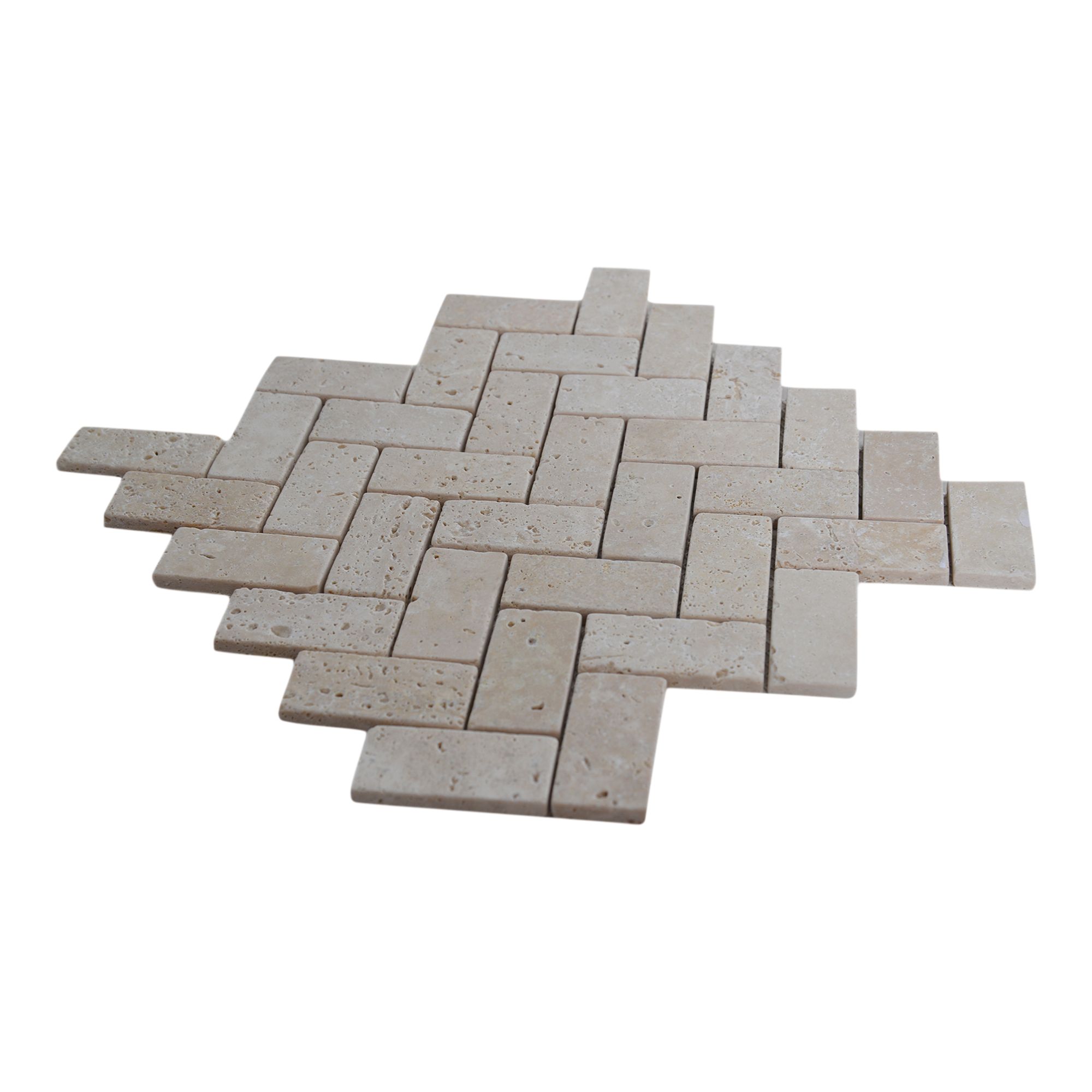 Travertino Beige Matt Herringbone Natural stone Mosaic tile sheet, (L ...