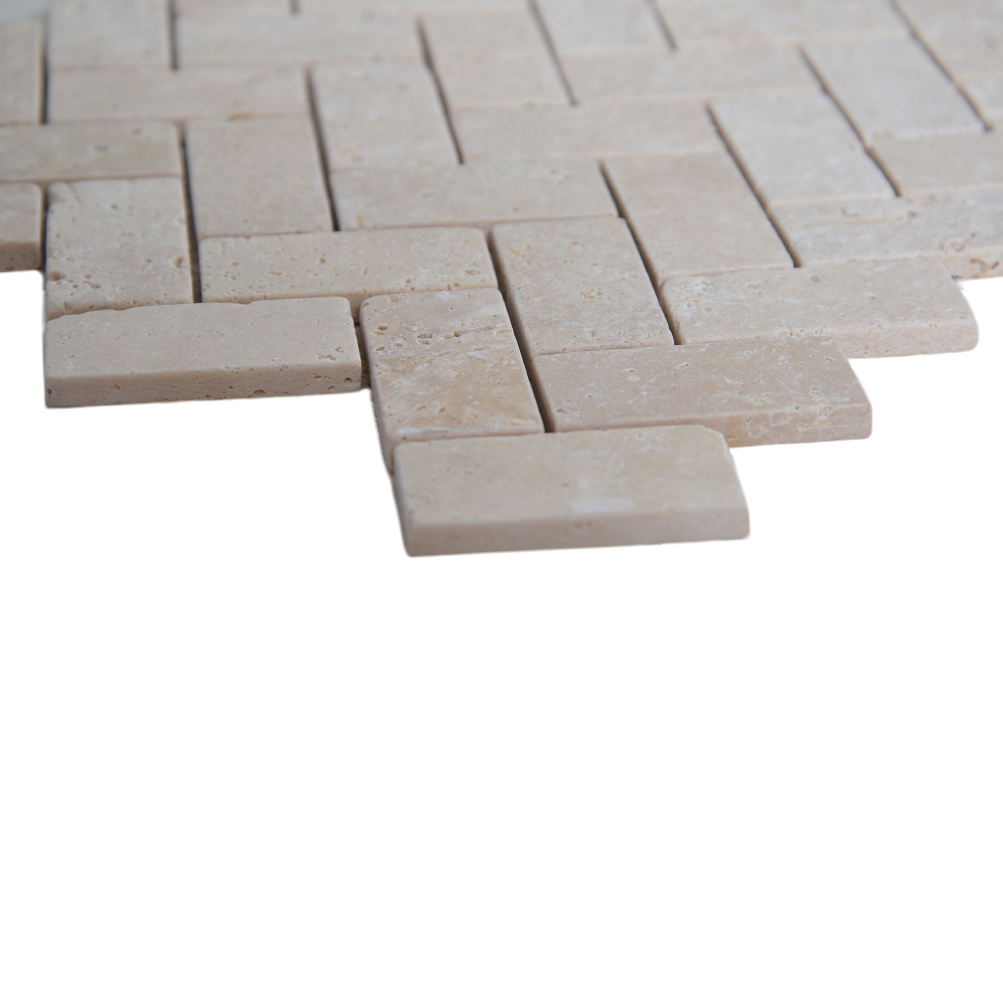 Travertino Beige Matt Herringbone Natural stone Mosaic tile sheet, (L ...