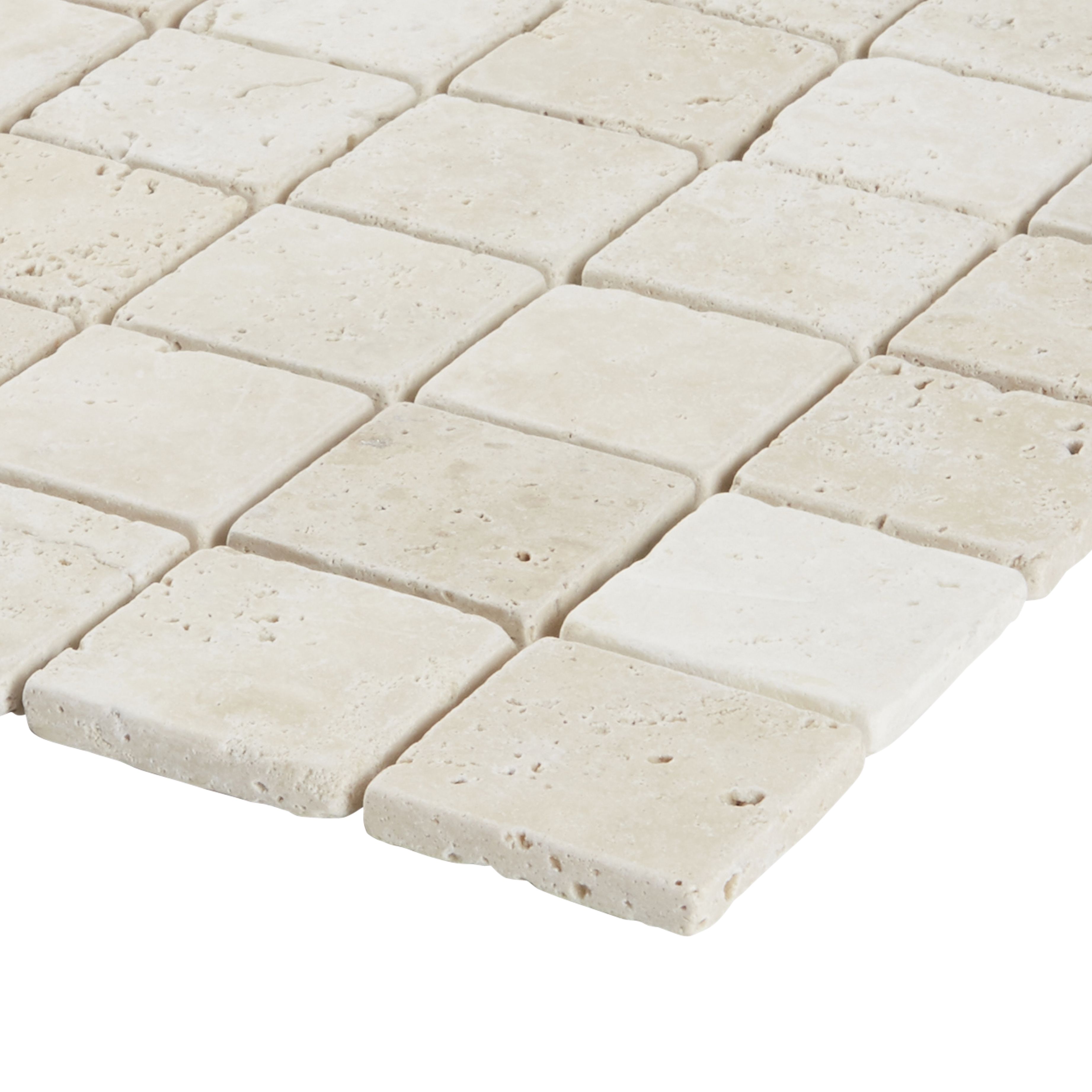 Travertino Beige Matt Natural structure Natural stone 6x6 Mosaic tile ...