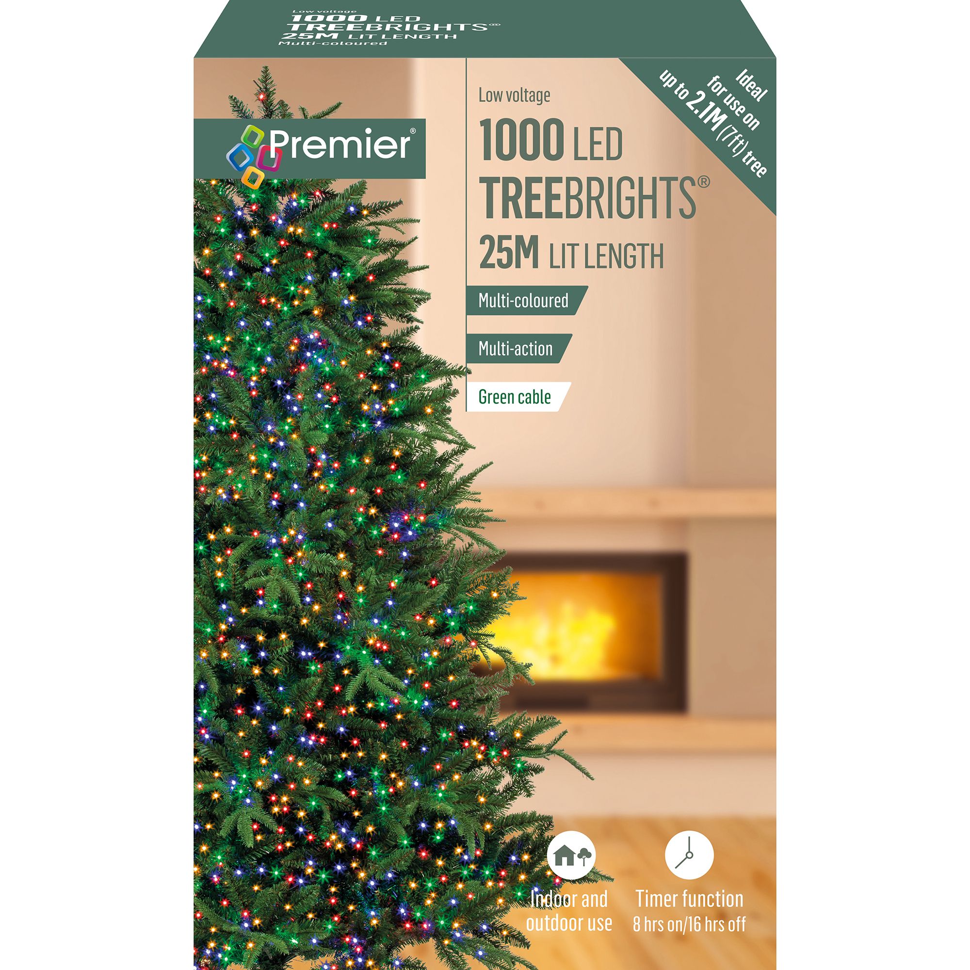 Treebrights 1000 Multicolour LED With timer function String lights with 5m Green cable | DIY at B&Q