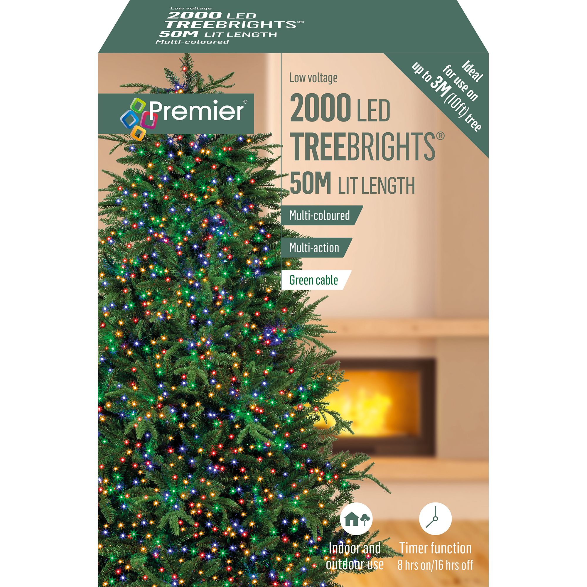 Treebrights 2000 Multicolour LED String lights Green cable | DIY at B&Q