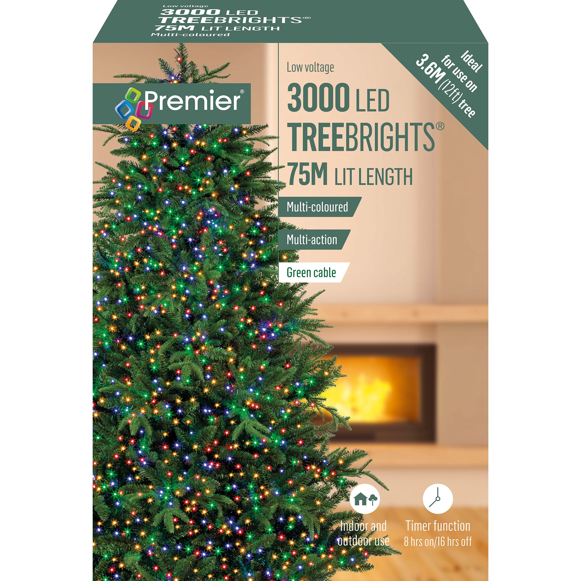 Treebrights 3000 Multicolour LED String lights Green cable | DIY at B&Q