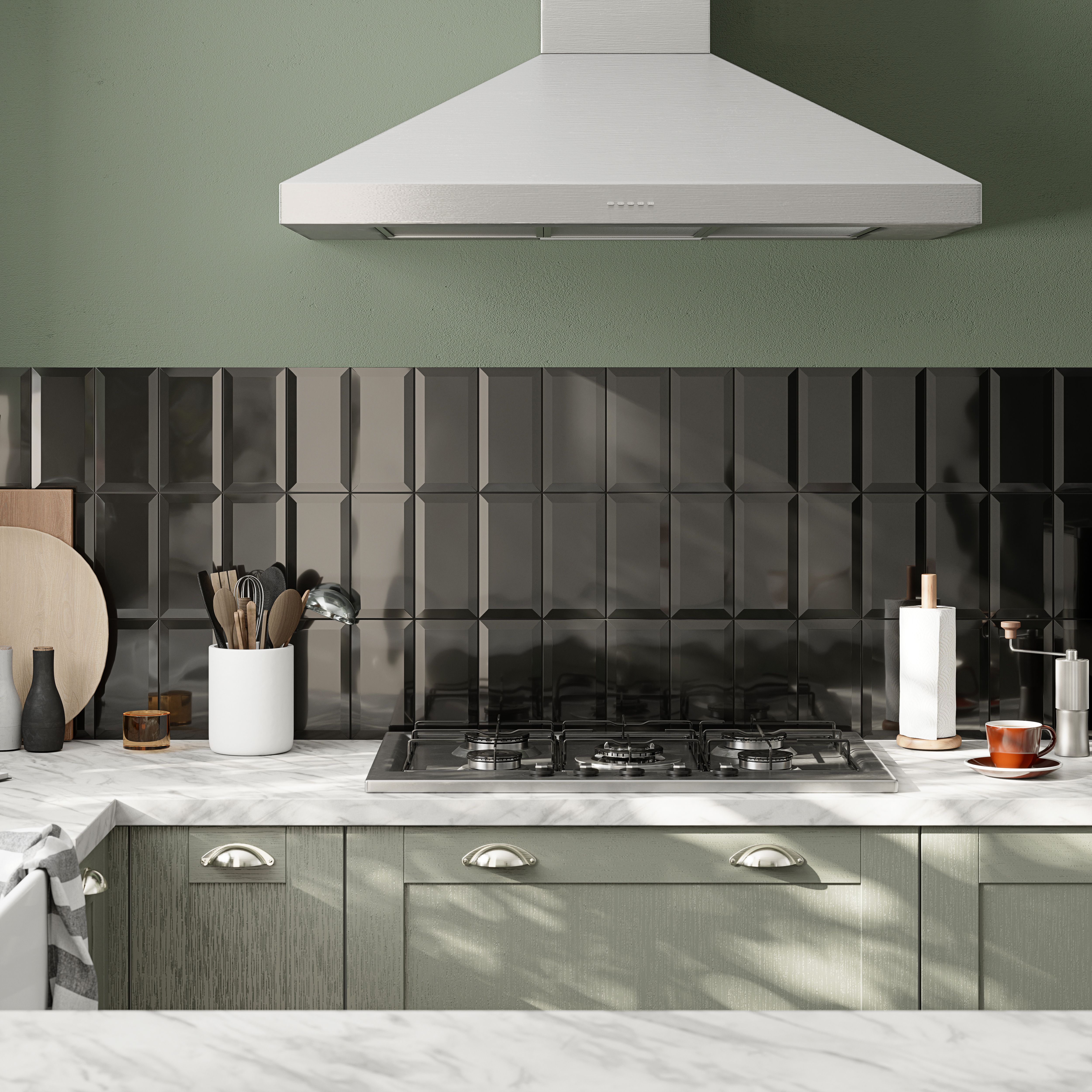 Trentie Black Gloss Metro Ceramic Indoor Wall tile, Pack of 40, (L ...