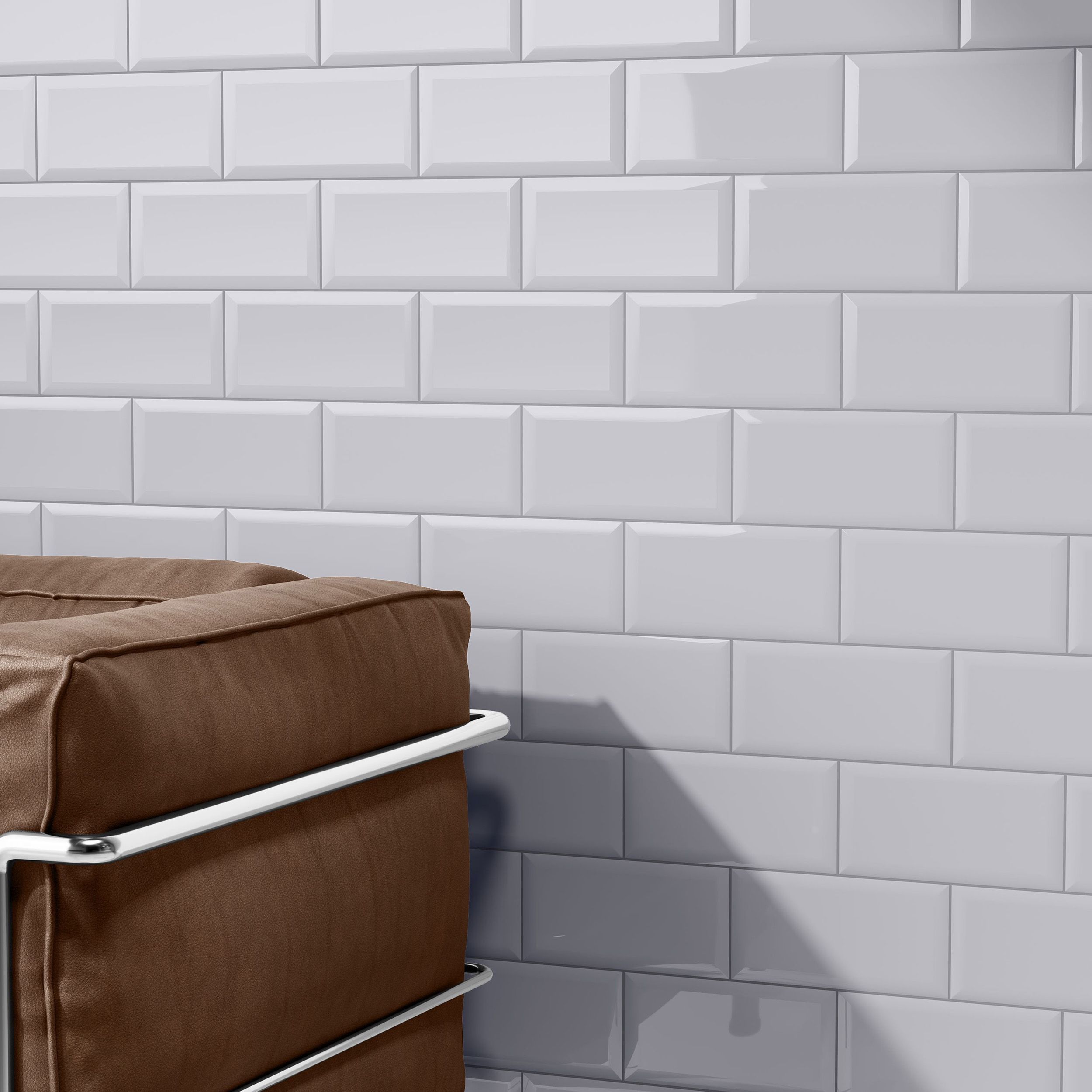 Trentie Light Grey Gloss Textured Ceramic Indoor Wall Tile Sample