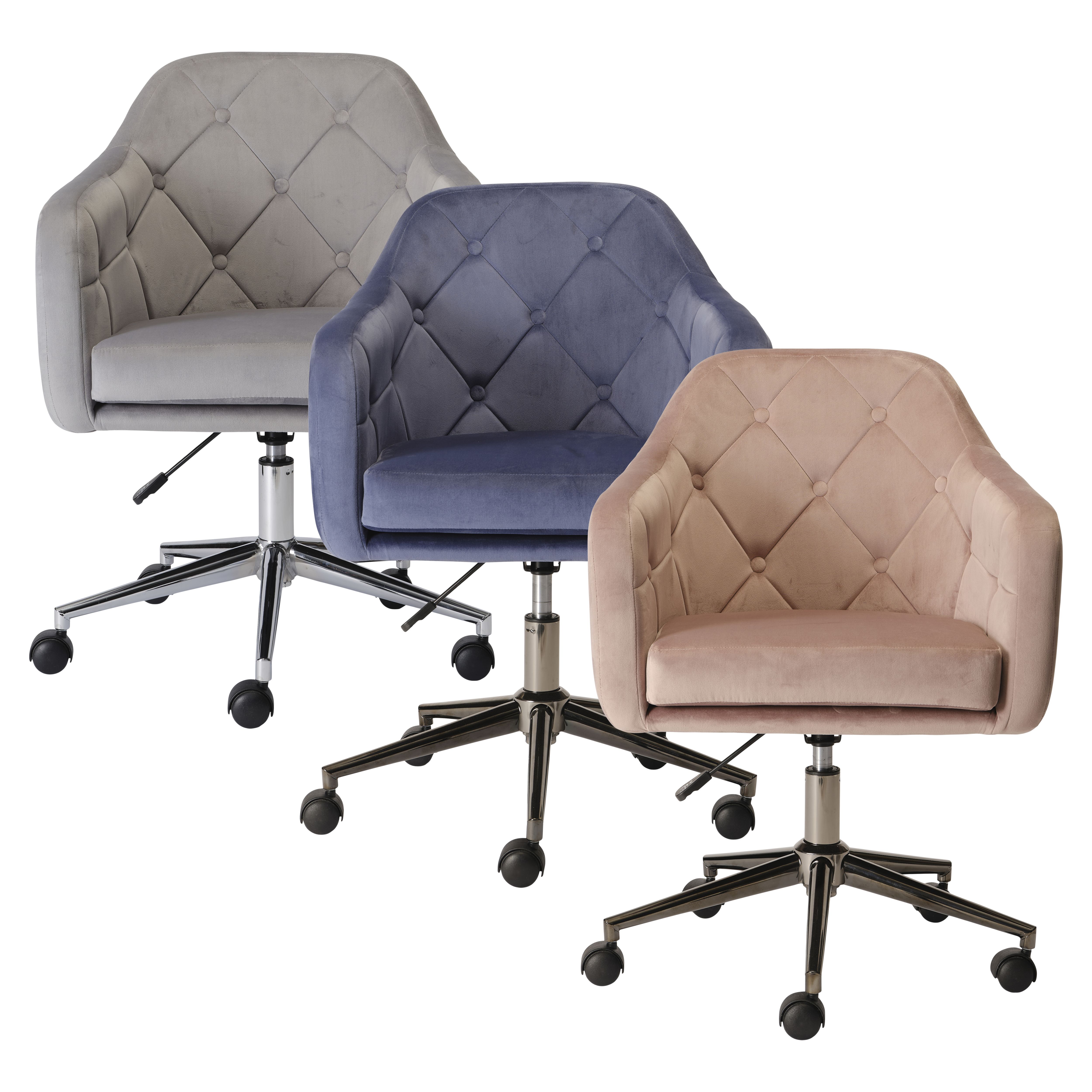 TREVILLET GREY VELVET EFFECT OFFICE CHAIR (H)915MM (W)620MM (D)660MM