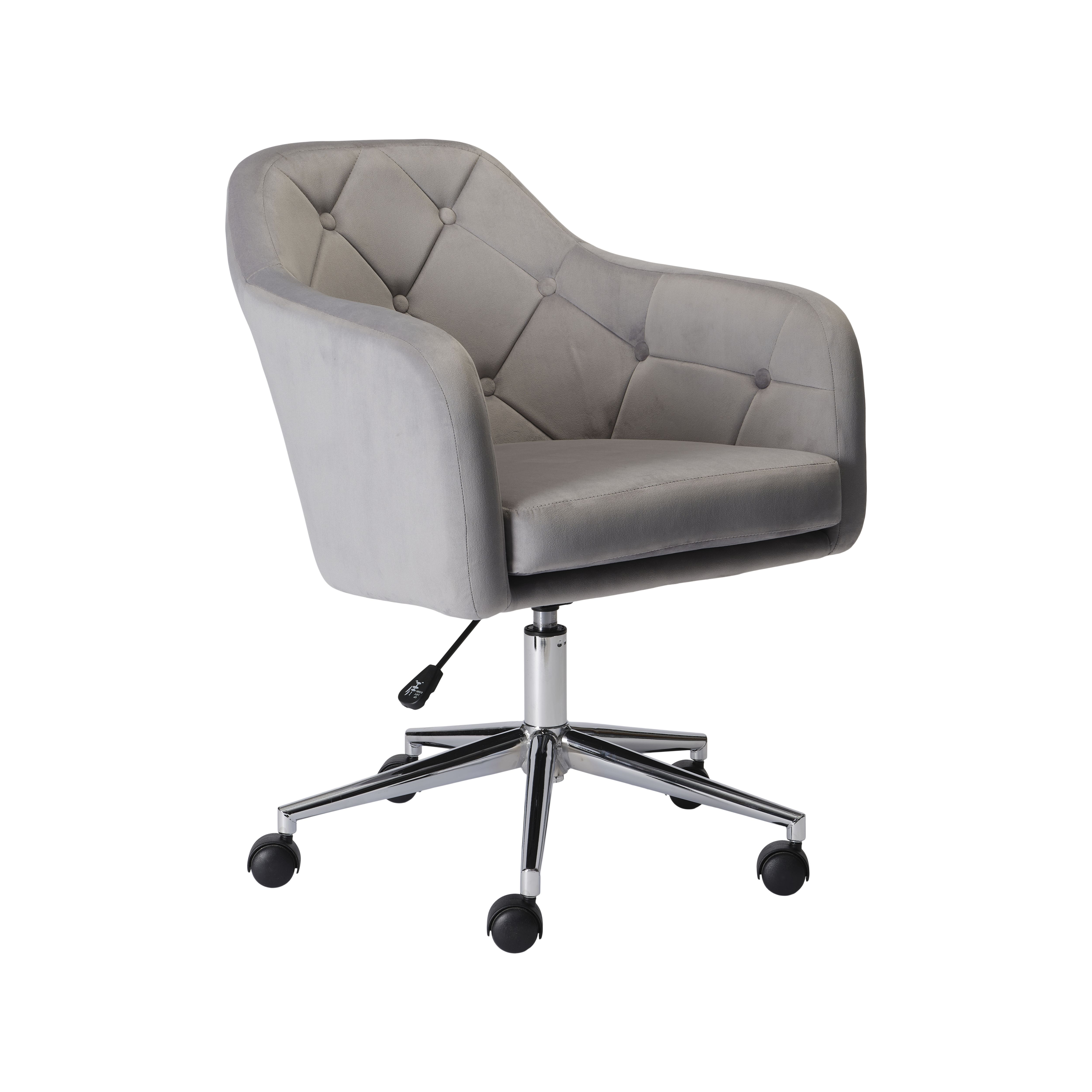 Trevillet Grey Velvet effect Office chair (H)915mm (W)620mm (D)660mm