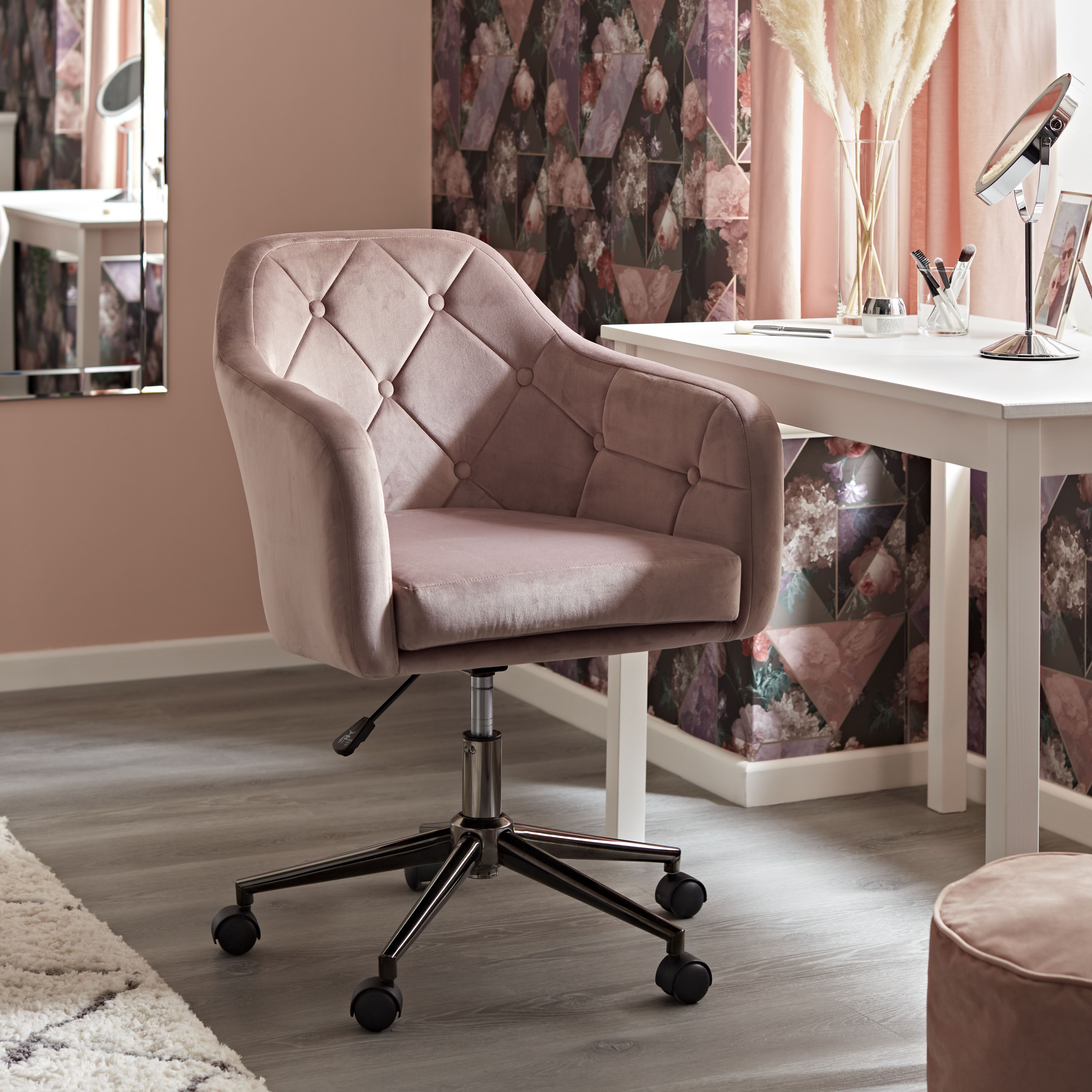 Trevillet Mink Velvet effect Office chair (H)915mm (W)620mm (D)660mm