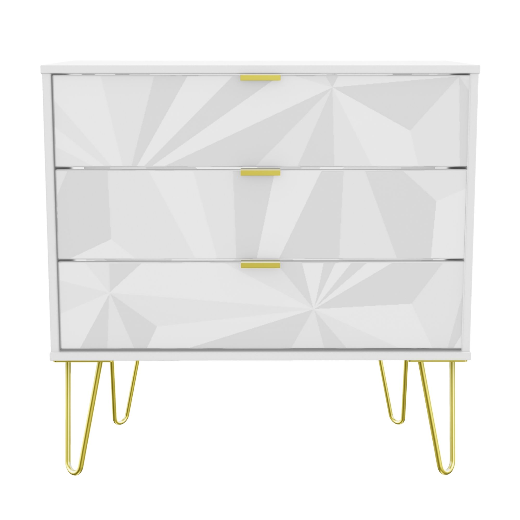 Triangle White 3 Drawer Chest of drawers (H)740mm (W)765mm (D)395mm ...