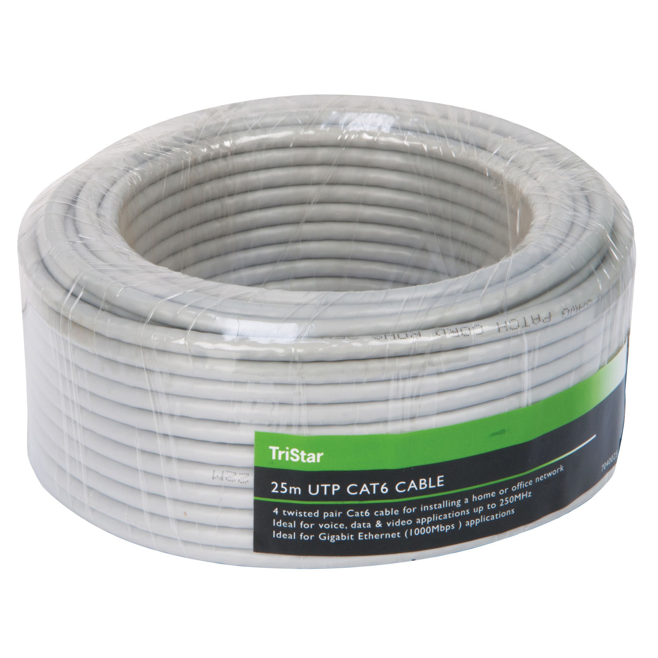 Tristar Cat 6 Grey Telephone Cable, 25m | DIY at B&Q