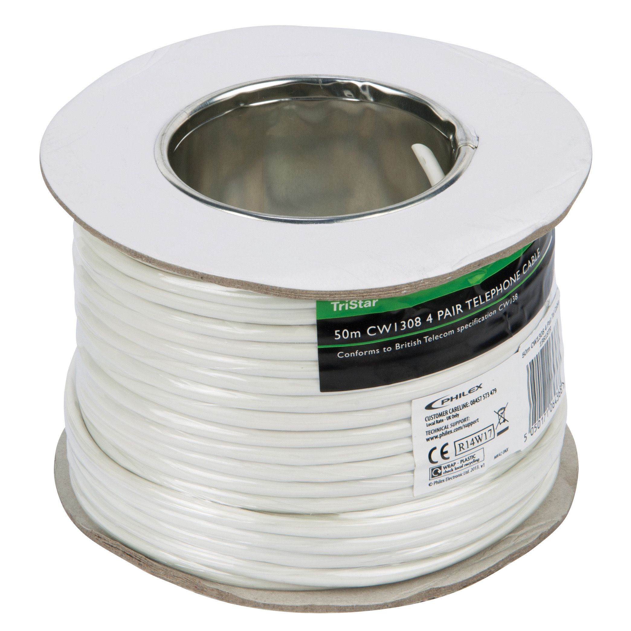 Tristar White 8 core Telephone cable, 50m | DIY at B&Q