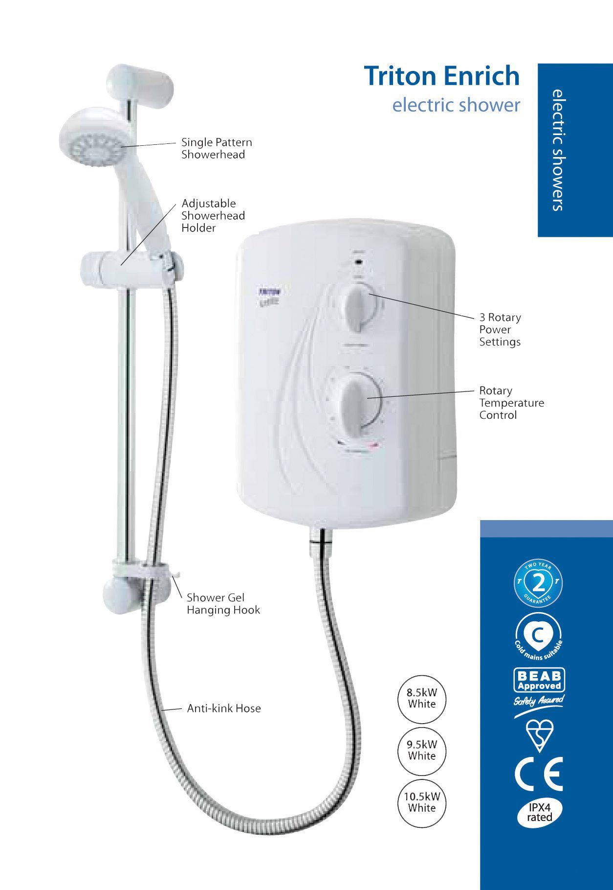 Triton Enrich White Electric Shower 8 5kw Available For Click Collect
