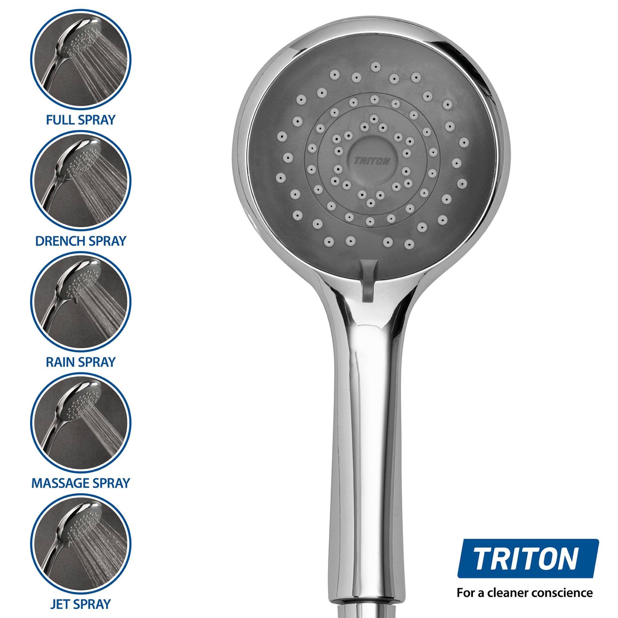 Triton Leona Chrome effect Wall-mounted Thermostatic Mixer Shower with ...