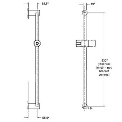 Triton Living White Shower riser rail, 53cm