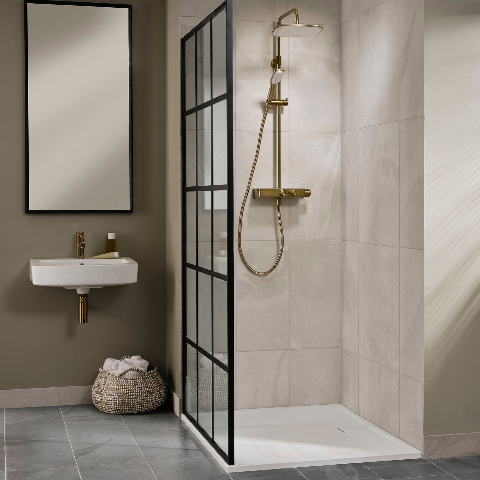 Triton Showers Matt Gold effect Surface-mounted Thermostatic Mixer ...