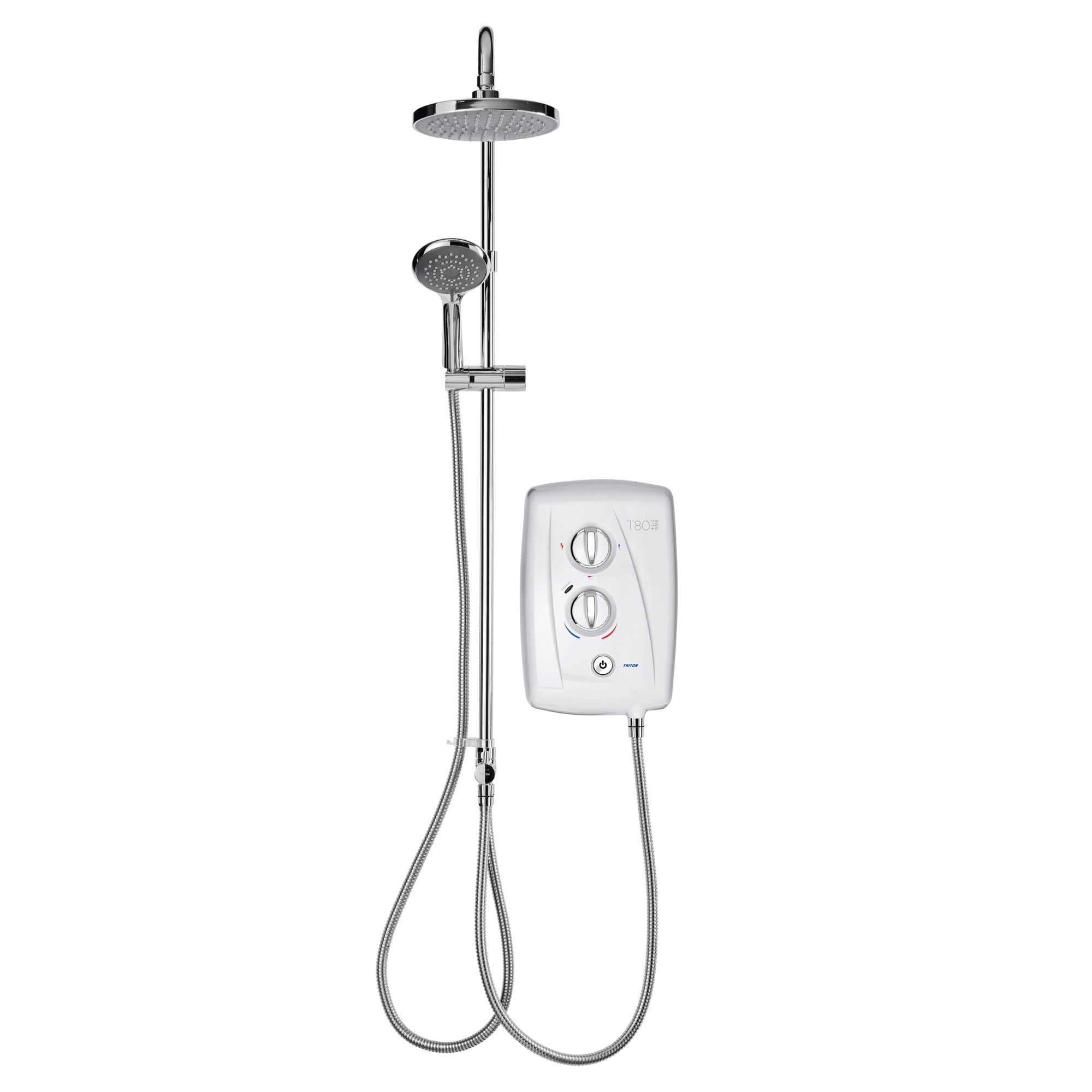 Triton T80 Easi-Fit+ DuElec Gloss Chrome effect Electric mixer Shower ...