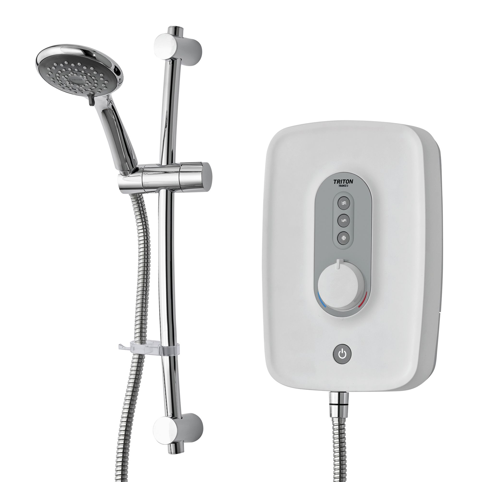TRITON TRANCE 3 SATIN WHITE CHROME EFFECT ELECTRIC SHOWER, 10.5KW