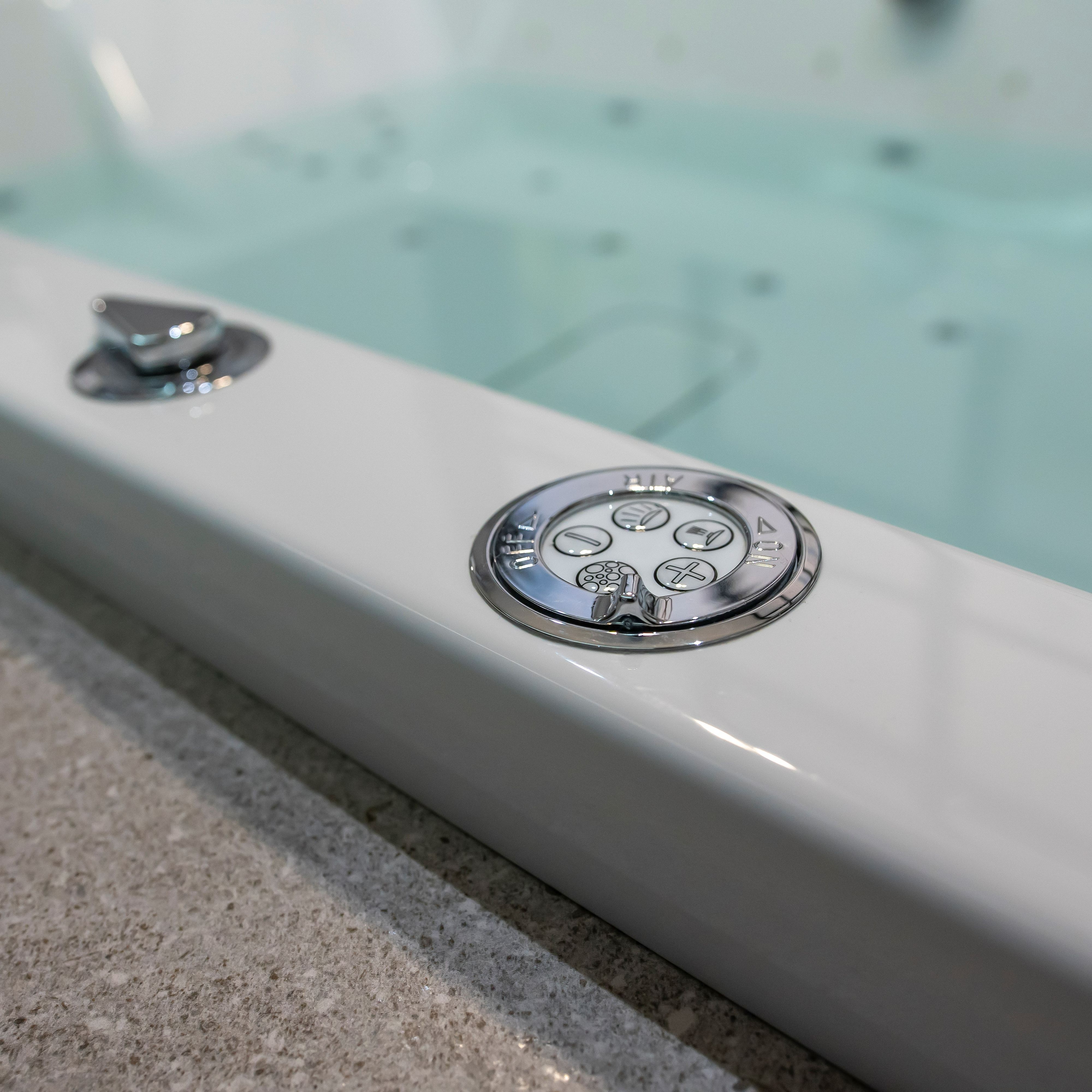Trojan Baths Whirlpool Silver effect 8 Jet Bath spa system with LED ...