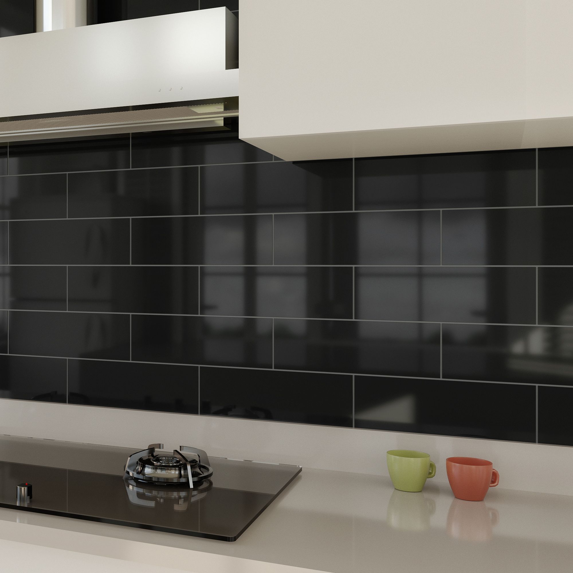 Troy Windsor Black Gloss Ceramic Indoor Wall Tile, Pack of 30, (L)300mm ...