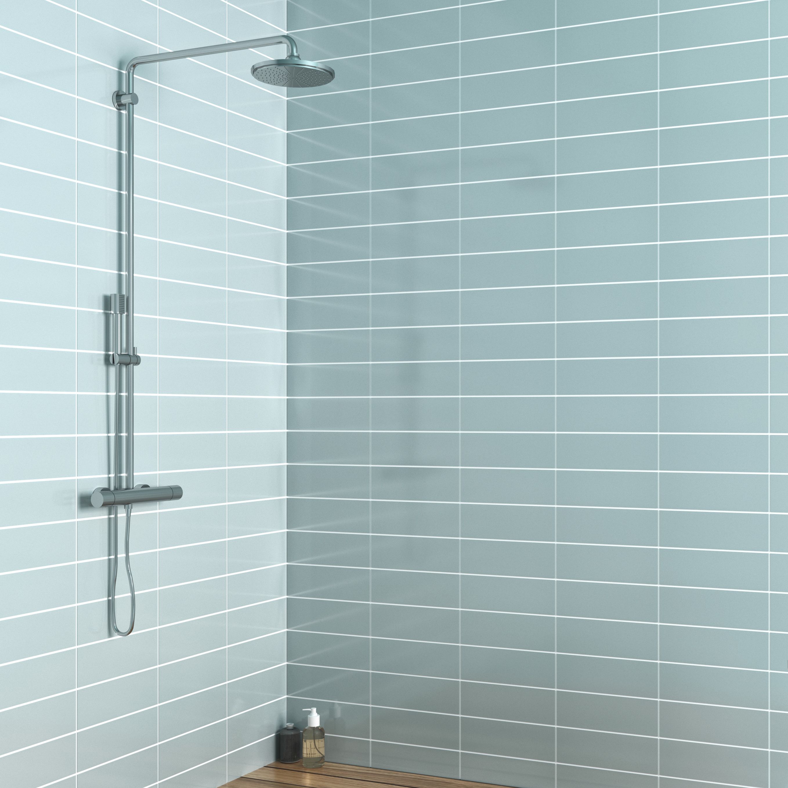 Troy Windsor Blue Gloss Ceramic Indoor Wall Tile, Pack of 30, (L)300mm ...
