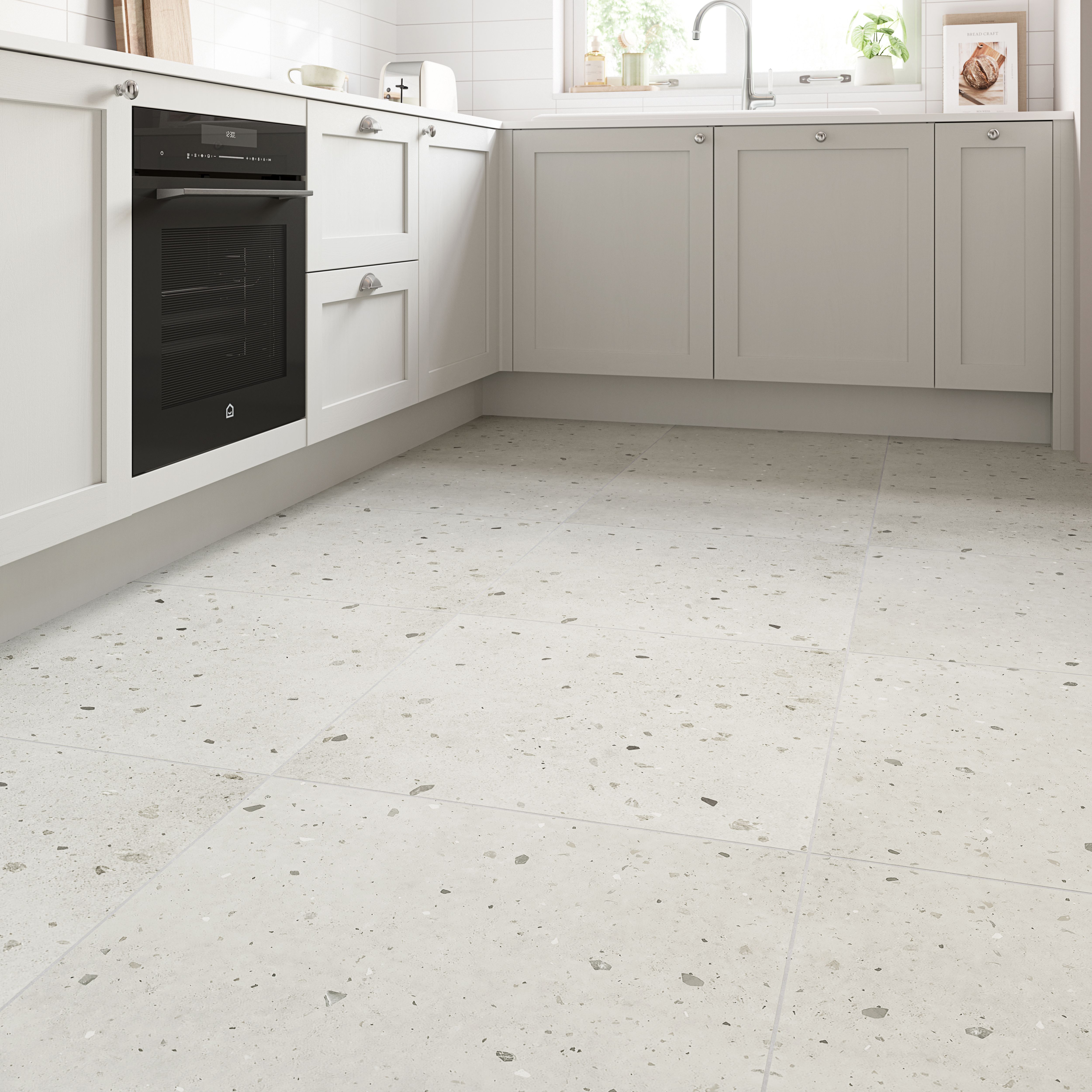 Tulum Grey Matt Terrazzo Stone effect Porcelain Indoor Wall & floor ...