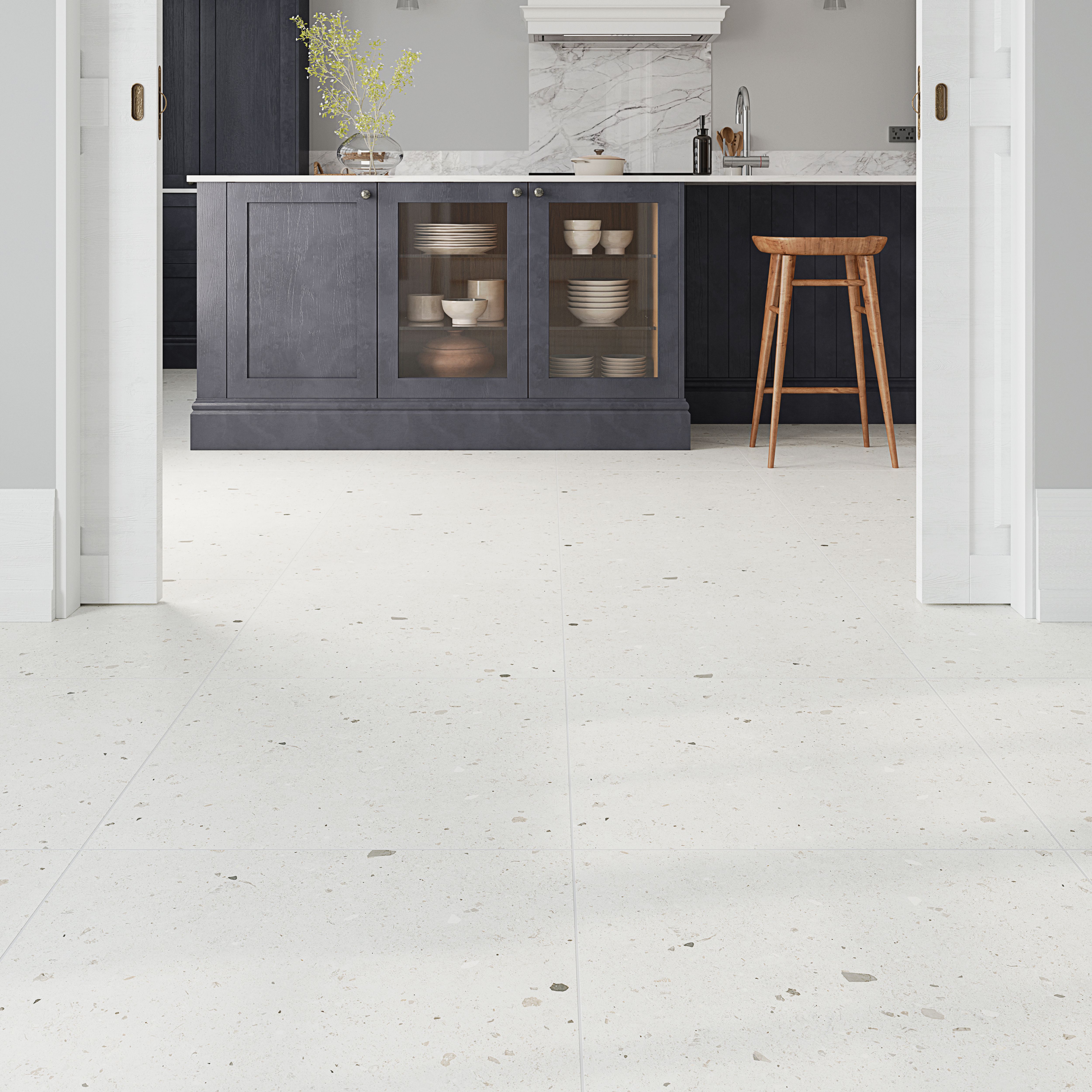 Tulum Ivory Matt Terrazzo Stone effect Porcelain Indoor Wall & floor ...