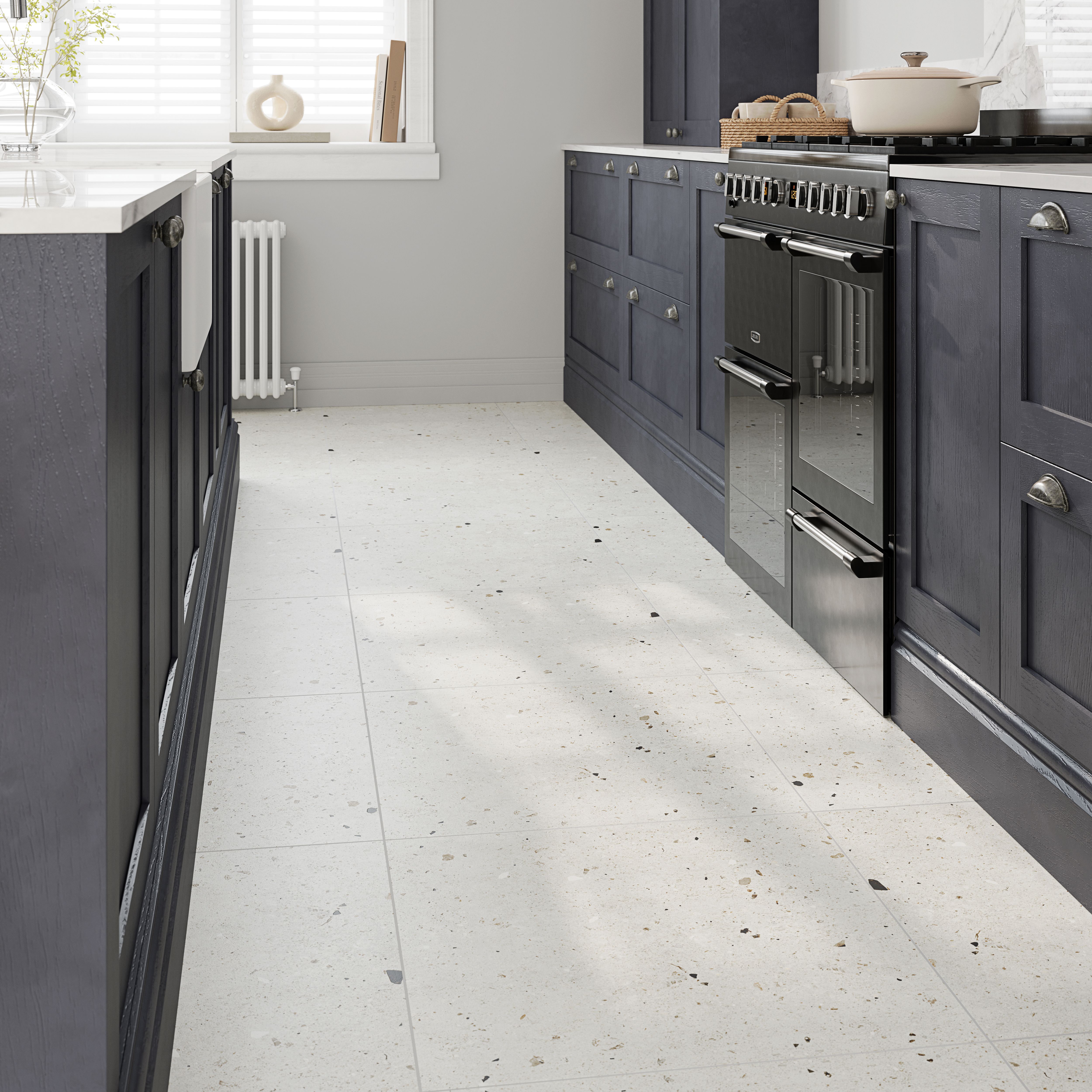Tulum Ivory Matt Terrazzo Stone effect Porcelain Indoor Wall & floor ...