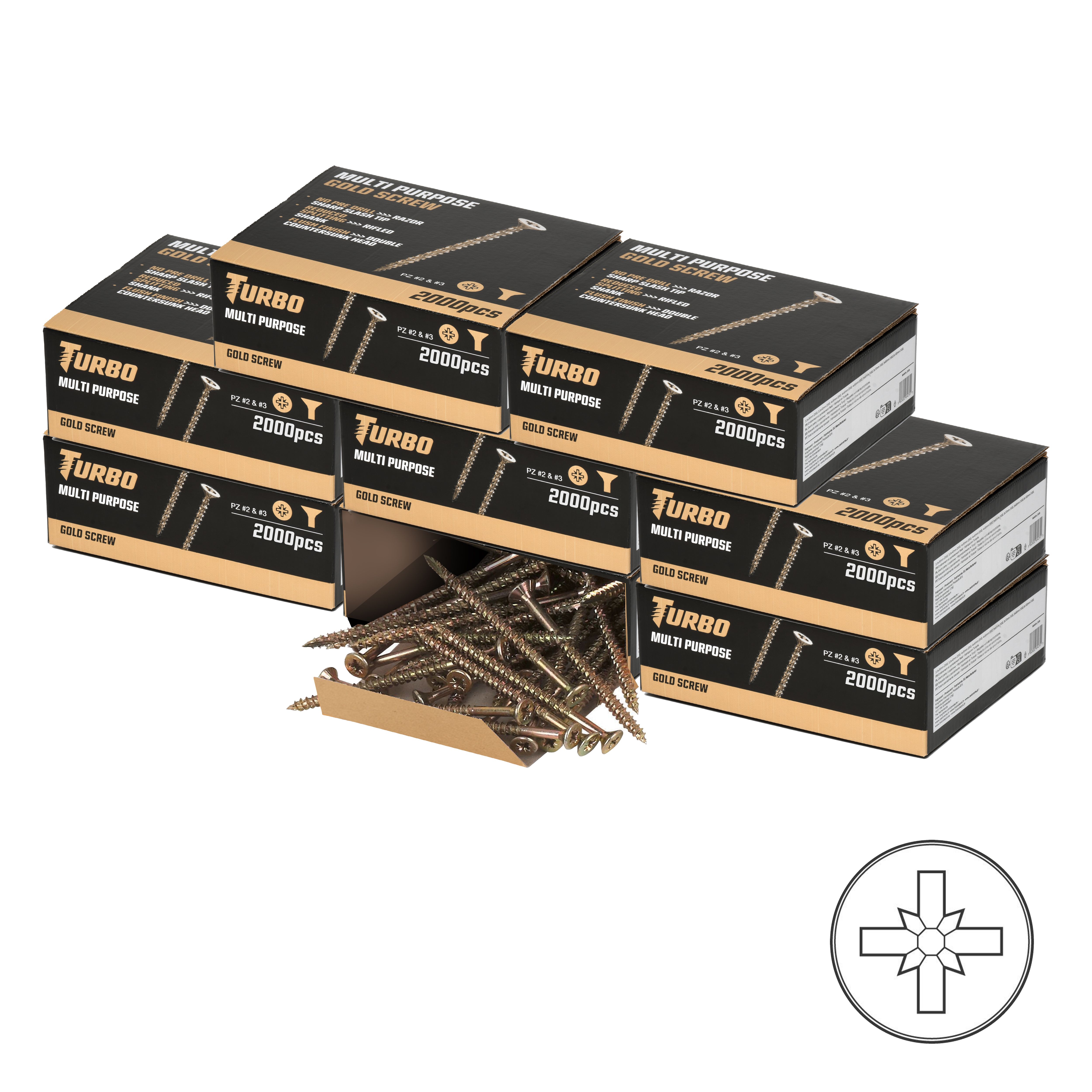 TURBO PZ Double-countersunk Zinc-plated Carbon steel (C1022) Screws ...