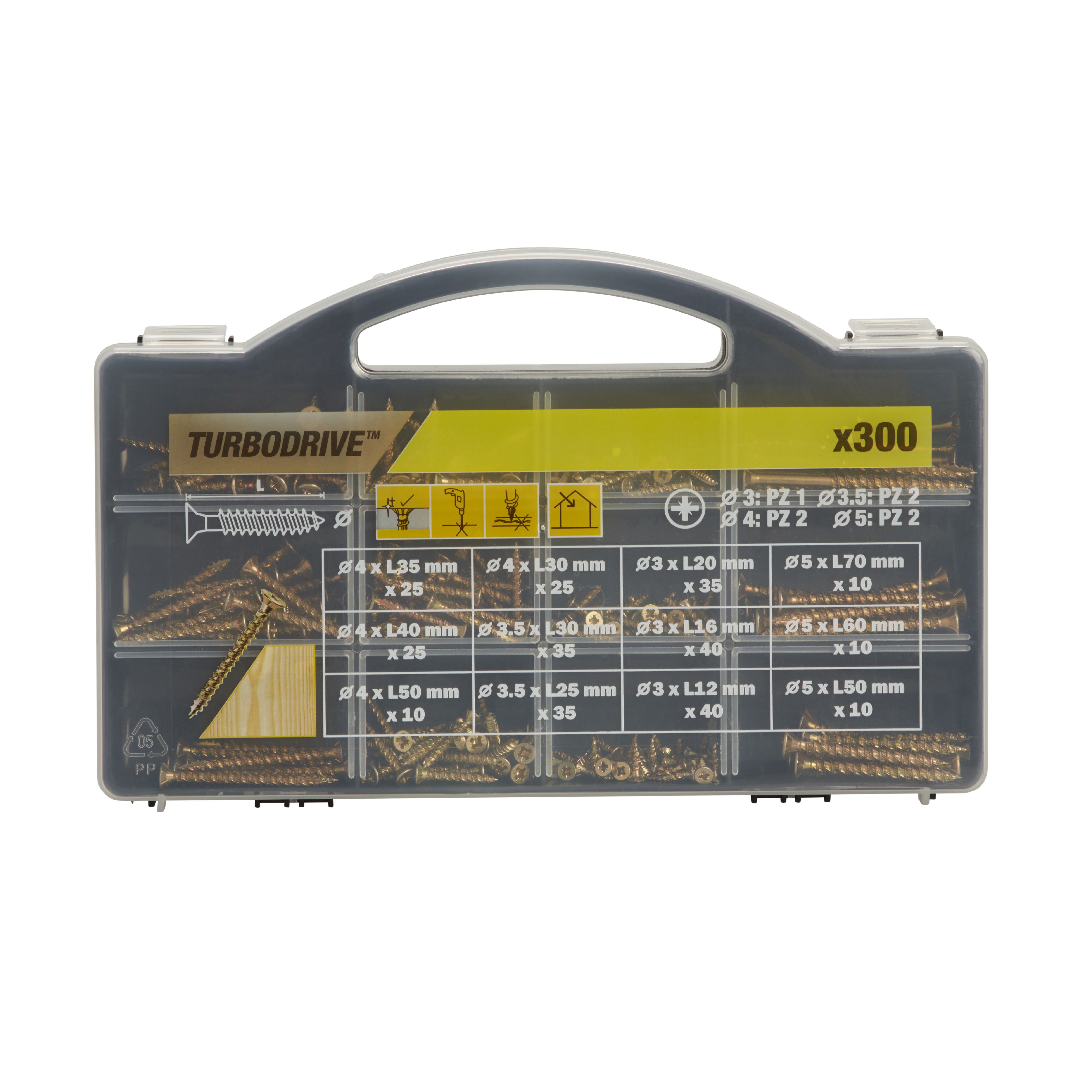 TURBODRIVE ASSORTED WOOD SCREW PZ DOUBLE-COUNTERSUNK YELLOW-PASSIVATED ...