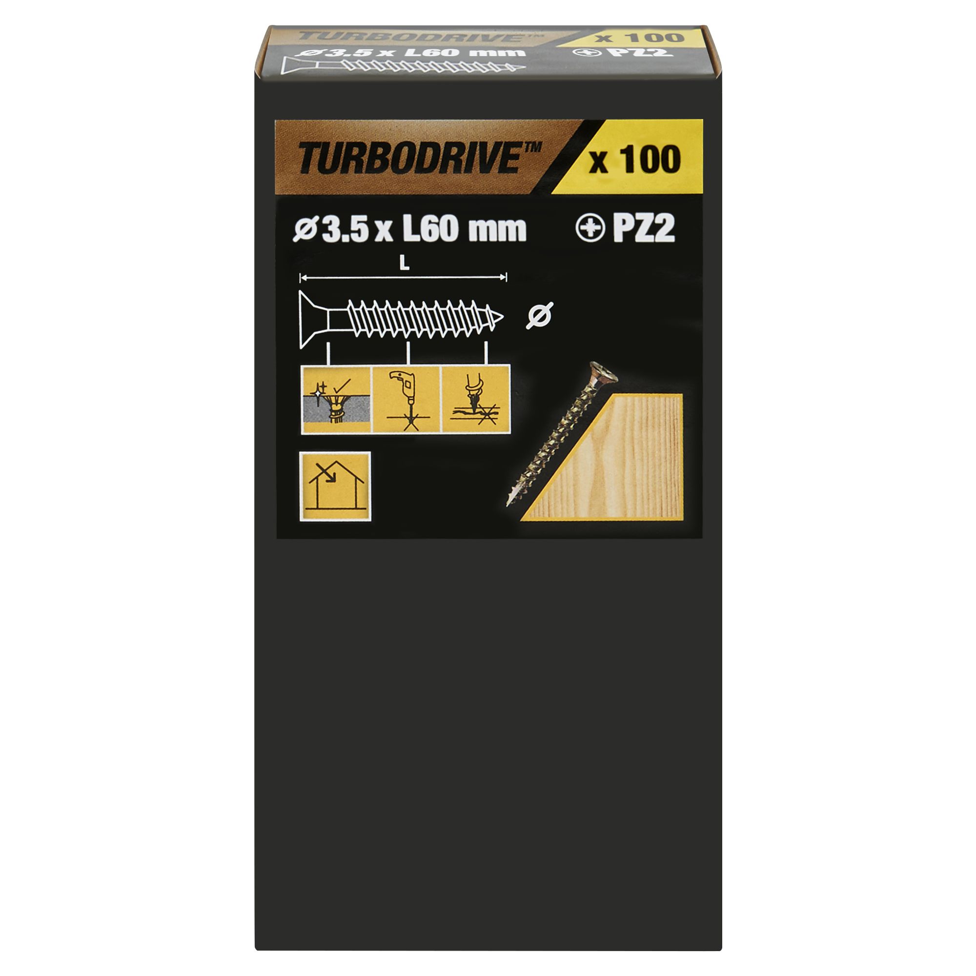 TurboDrive Pozidriv Yellow-passivated Steel Screw (Dia)3.5mm (L)60mm ...