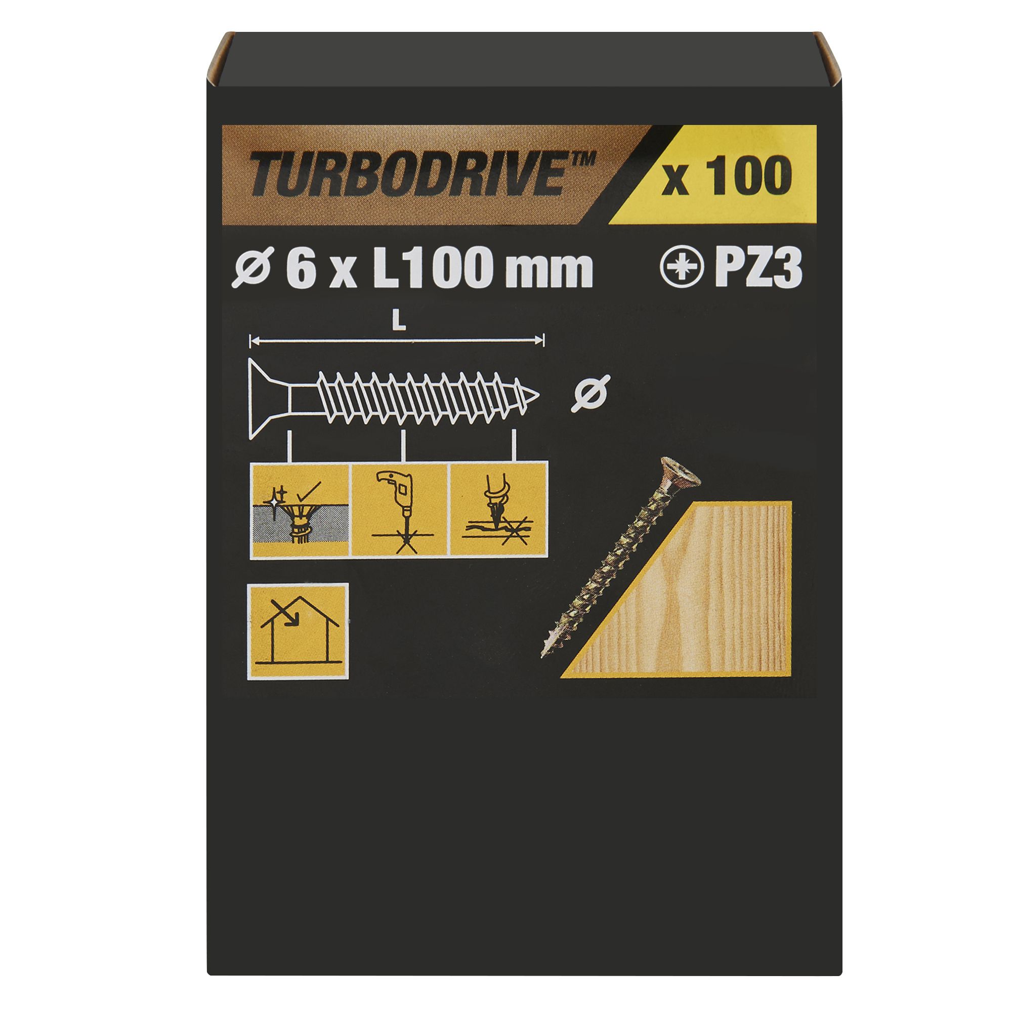 TurboDrive PZ Double-countersunk Yellow-passivated Steel Wood screw ...