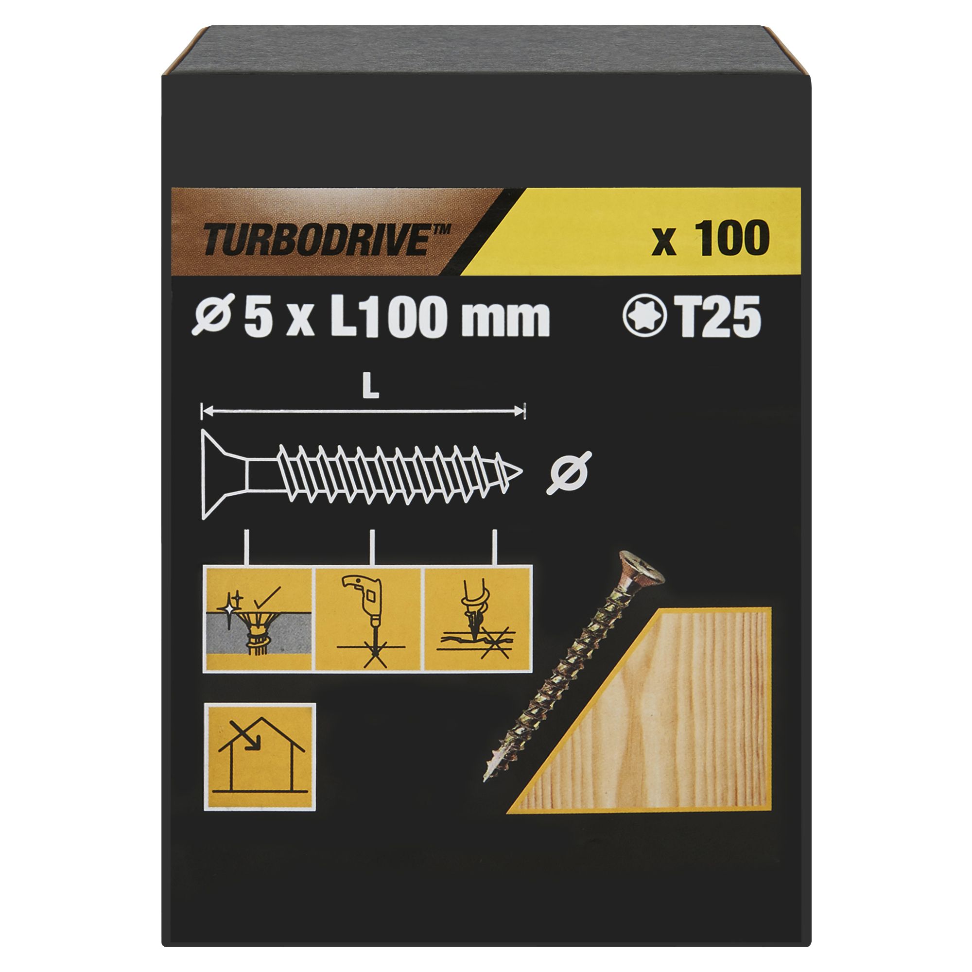 TurboDrive TX Double-countersunk Yellow-passivated Steel Wood screw ...