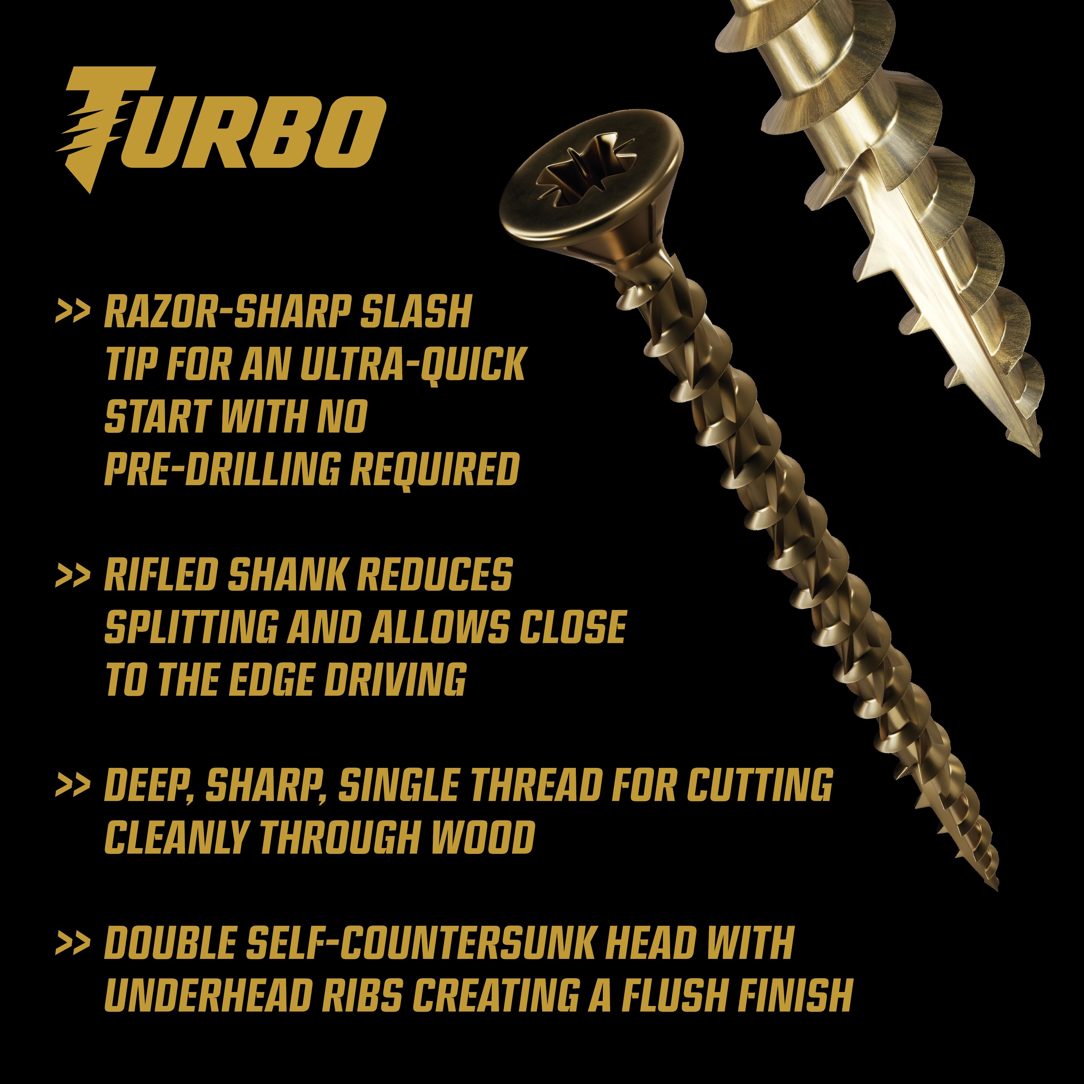 TurboGold PZ Double-countersunk Yellow-passivated Carbon steel Screw ...