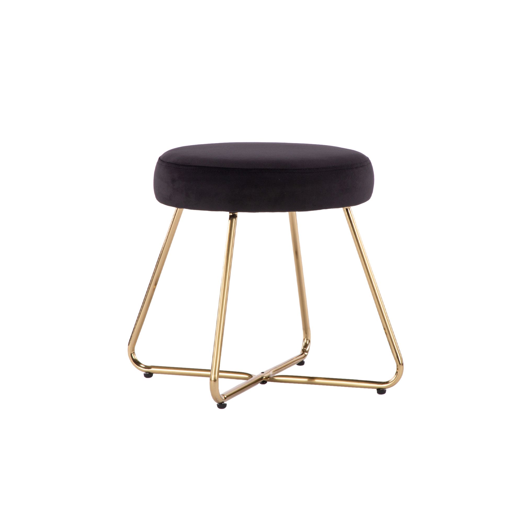 Turio Black velvet effect Padded Stool