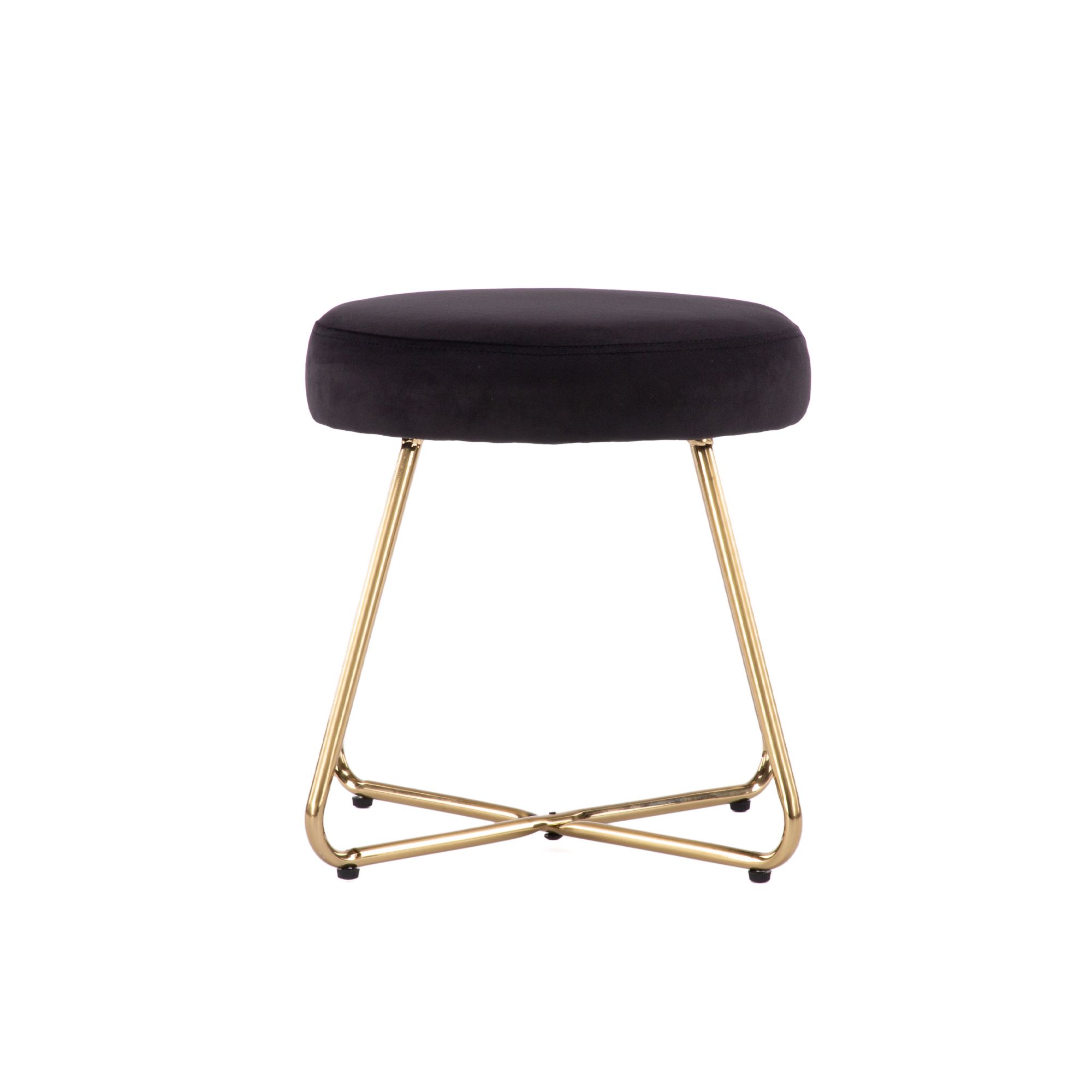 Turio Black velvet effect Padded Stool