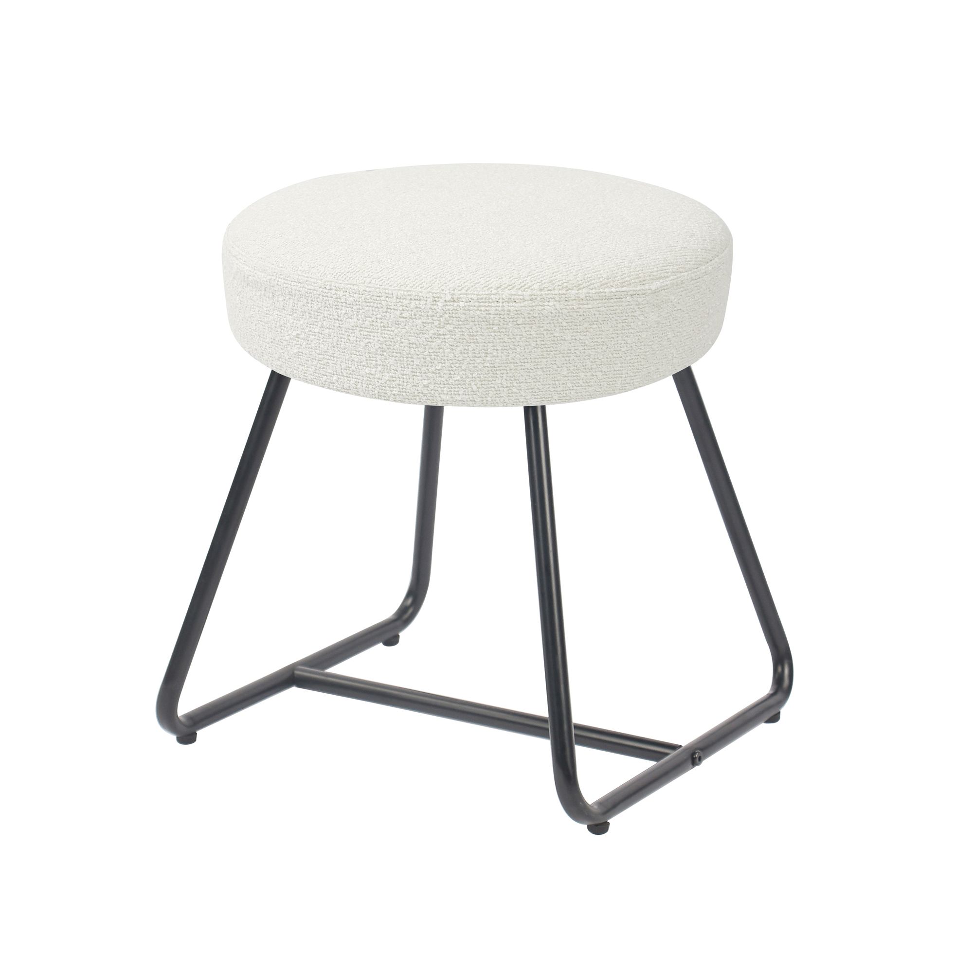 Turio Boucle Cream Metal Stool