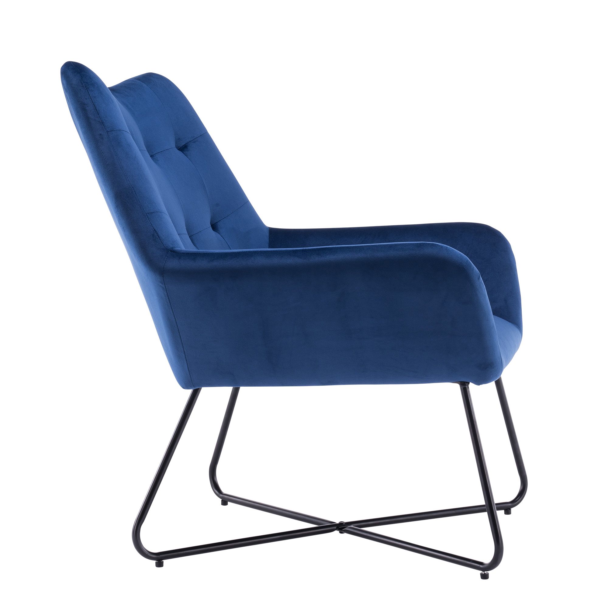Turio Deep blue Velvet effect Chair (H)865mm (W)750mm (D)800mm at B&Q