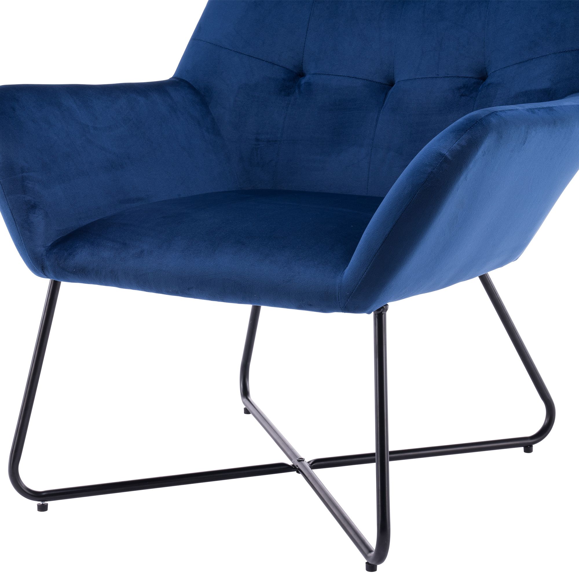Turio Deep blue Velvet effect Chair (H)865mm (W)750mm (D)800mm at B&Q